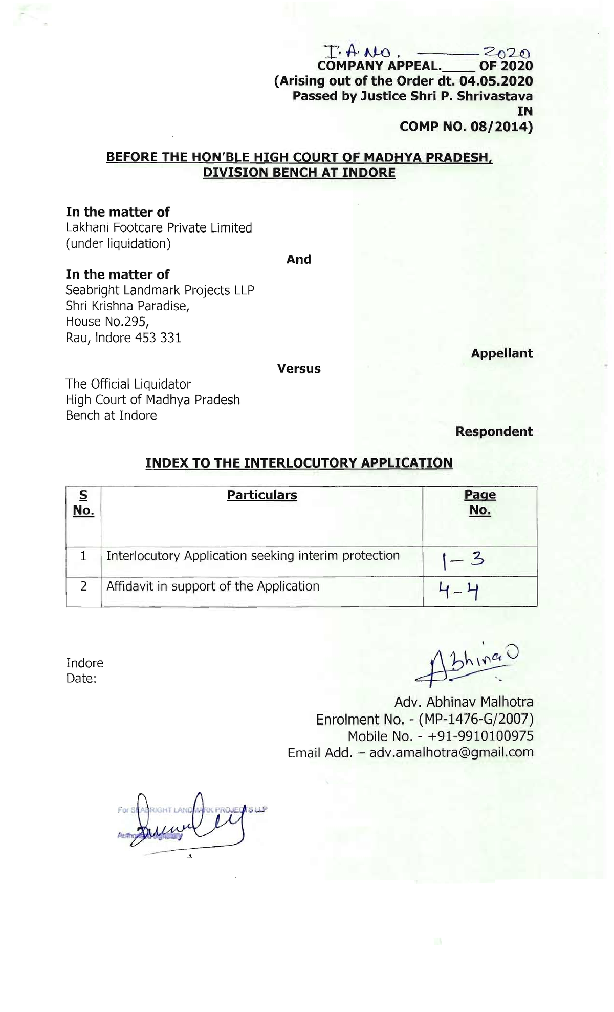 IA for Interim Relief lyst9310 - BA-llb - Studocu