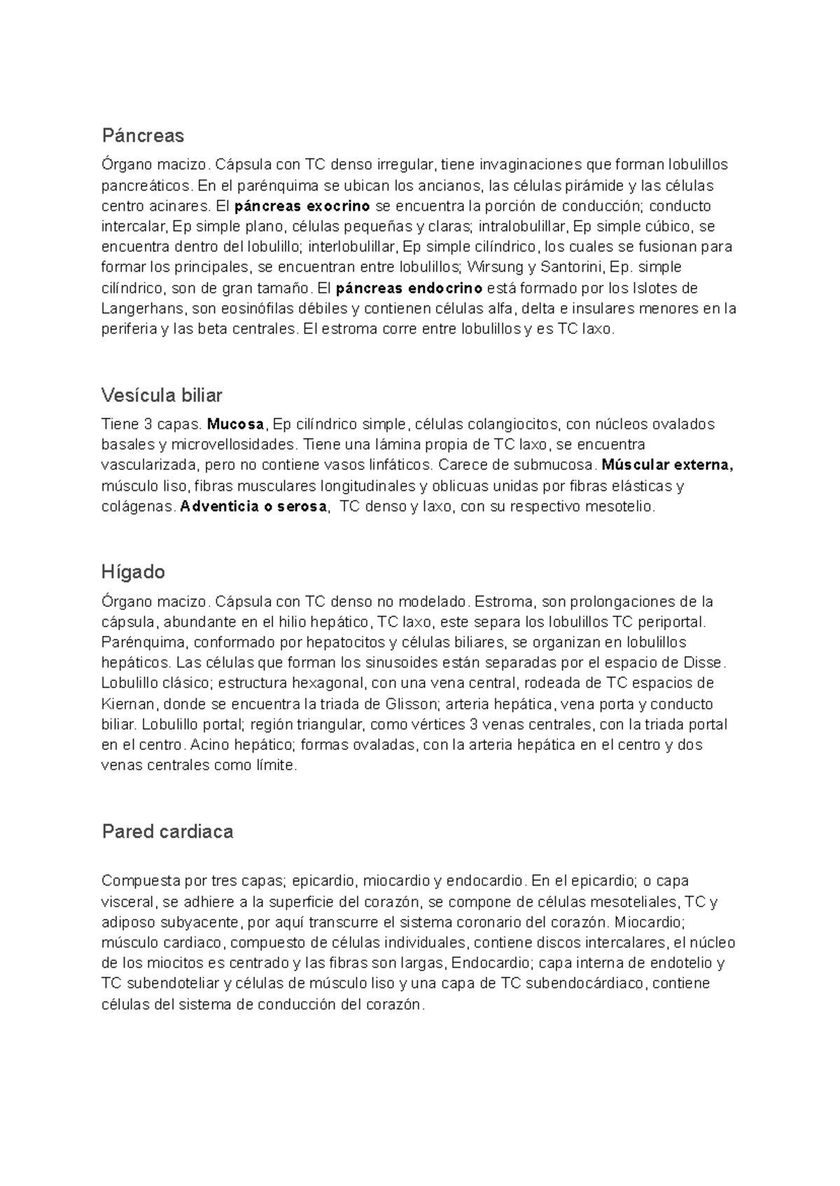 Descripción histológico cardiaco y digestivo - Páncreas Órgano macizo ...
