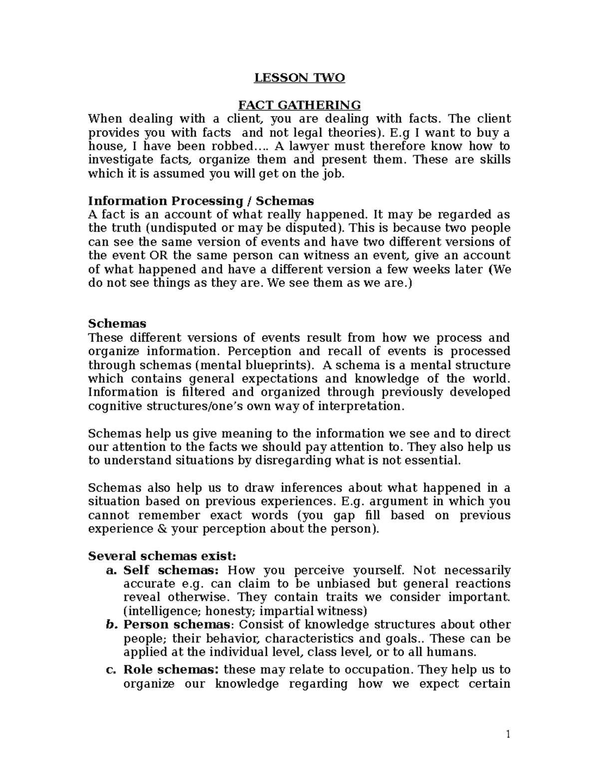 Lesson 2-1-1 - Lecture notes 2 - LESSON TWO FACT GATHERING When dealing ...