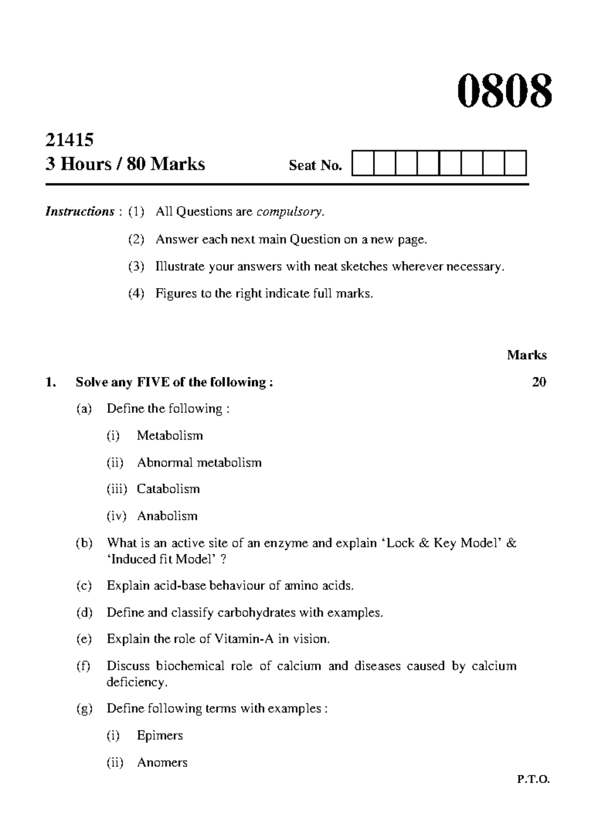 0808 Question Paper Summer 2015 - 0808 P.T. 21415 3 Hours / 80 Marks ...