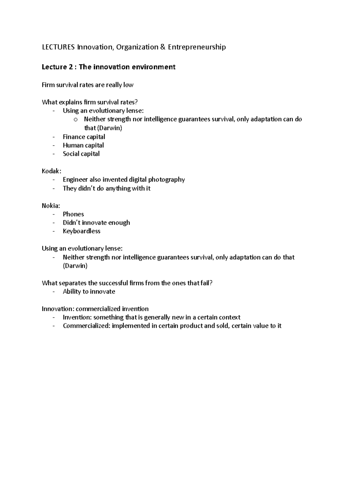 Lectures whole course - LECTURES Innovation, Organization ...