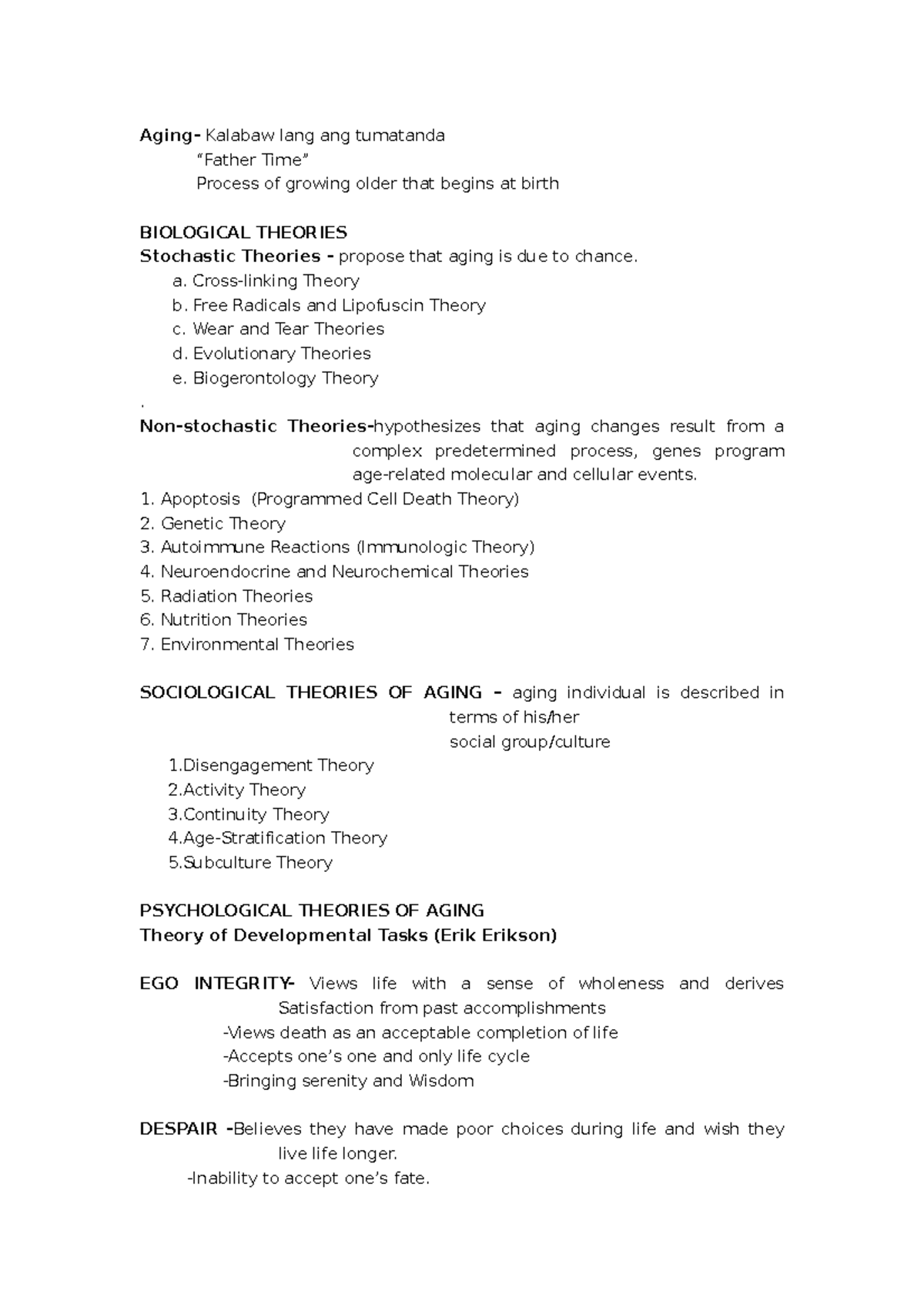 Geria Reviewer - hihdbwidqwhdbyiq - Aging- Kalabaw lang ang tumatanda ...