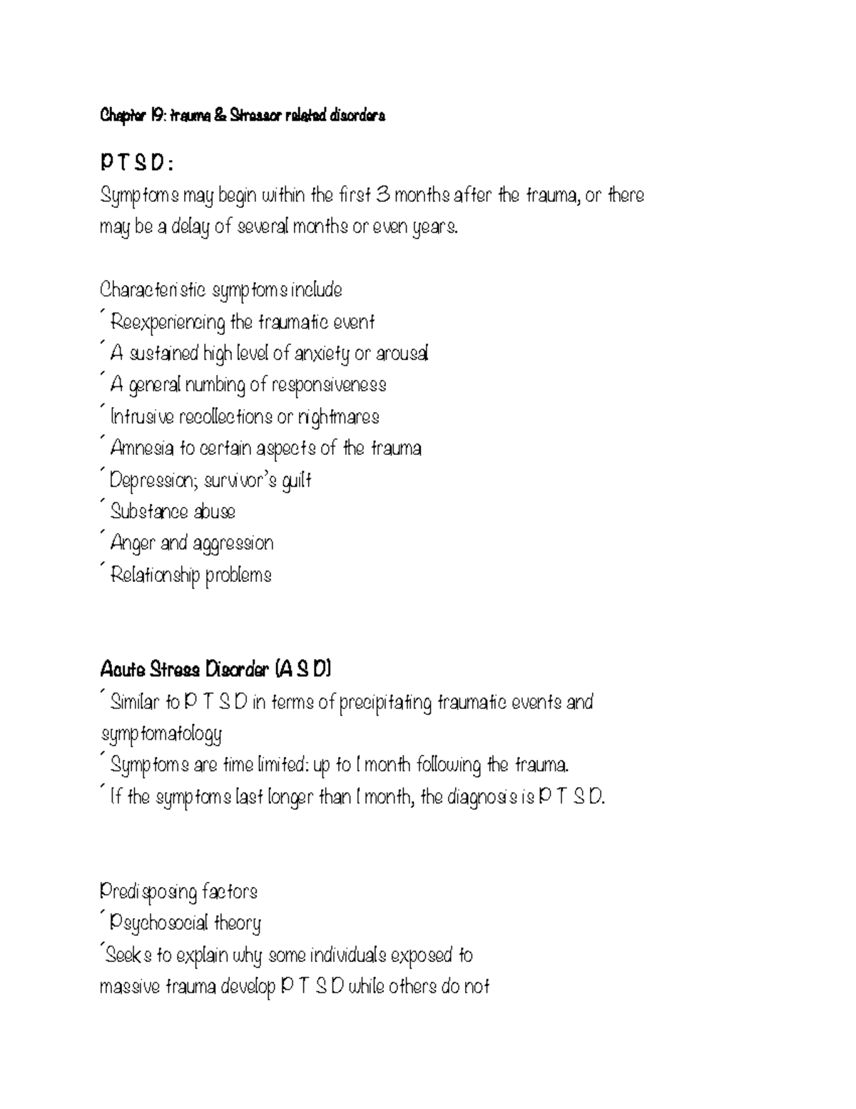 Trauma and stressor related disorders - Chapter 1 9 : trauma & Stressor ...