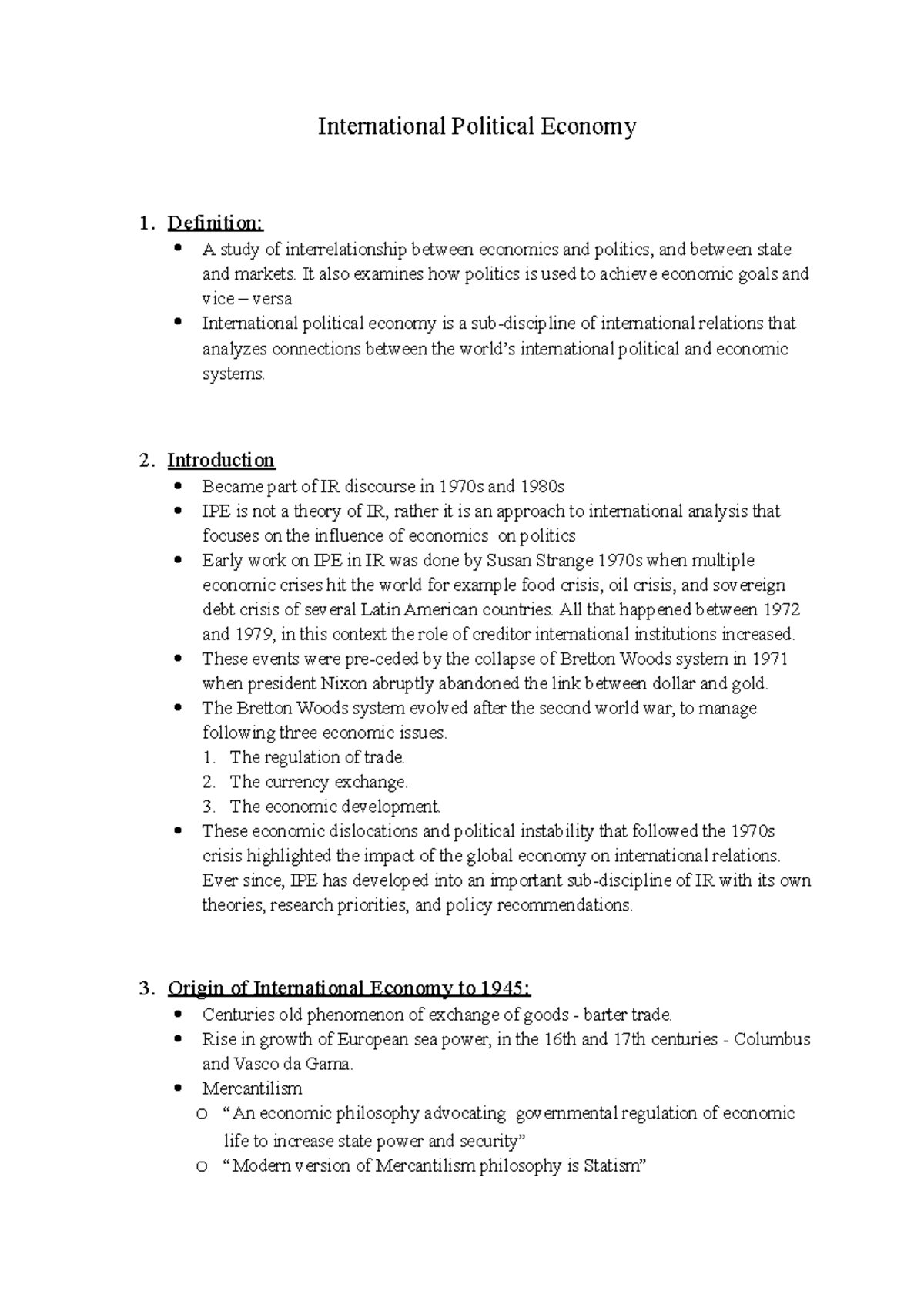 International Political Economy - Definition: A study of ...
