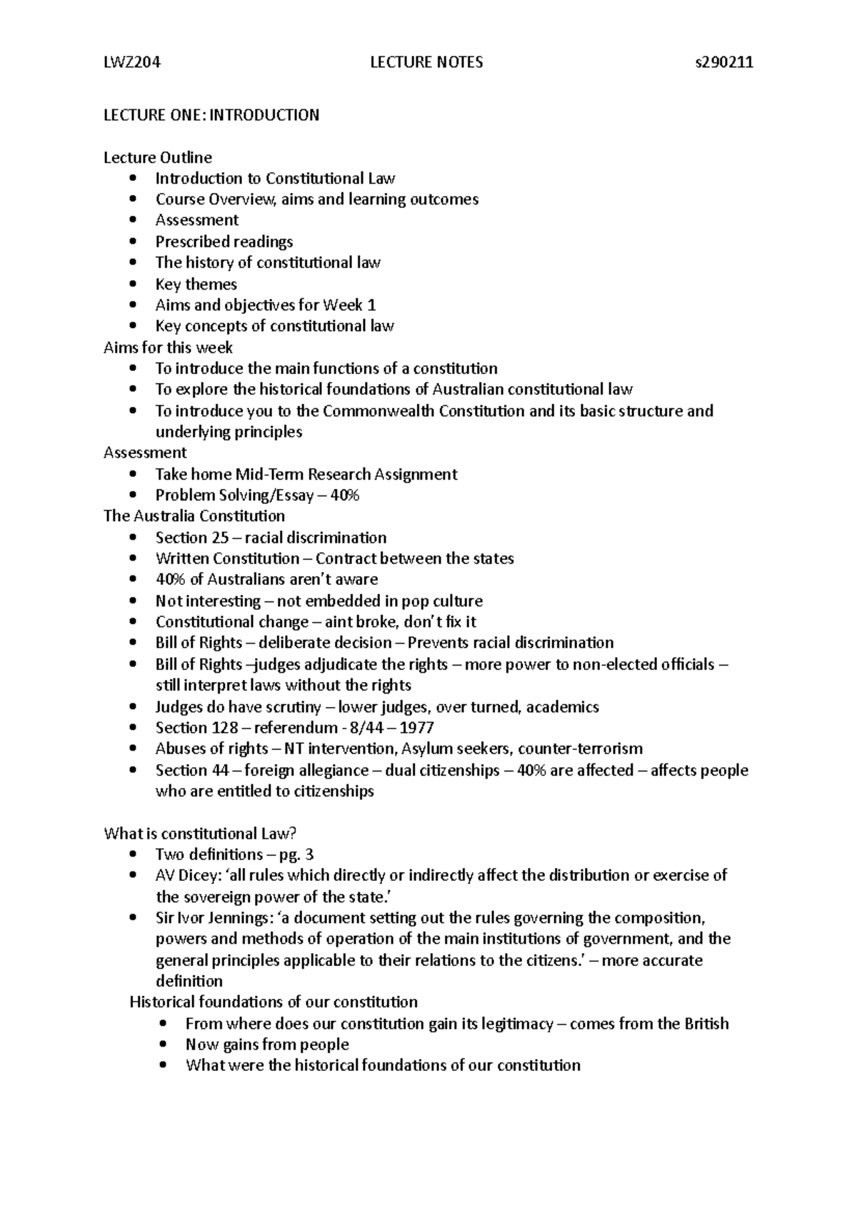 LWZ204 Lecture Notes - LECTURE ONE: INTRODUCTION Lecture Outline ...