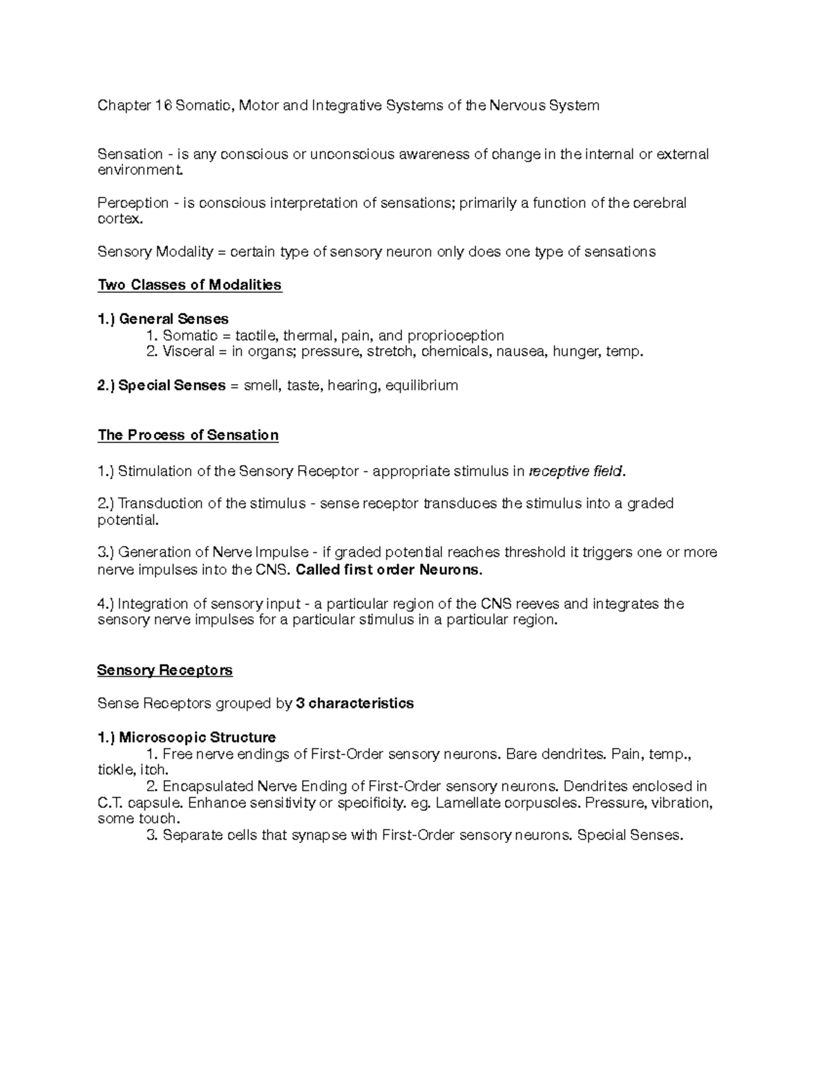 Chapter 16 Somatic, Motor and Integrative Systems of the Nervous System ...