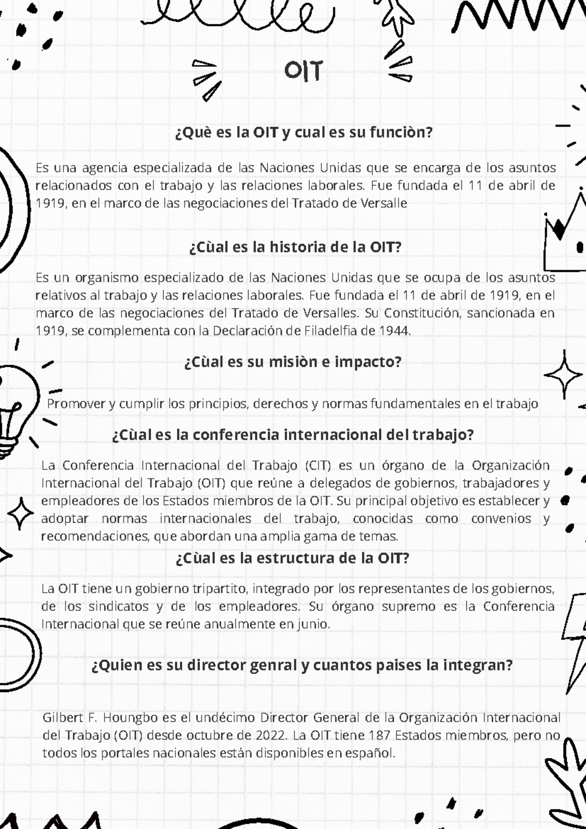 OIT Trabajo - OITOIT ¿Què es la OIT y cual es su funciòn? ¿Cùal es la ...