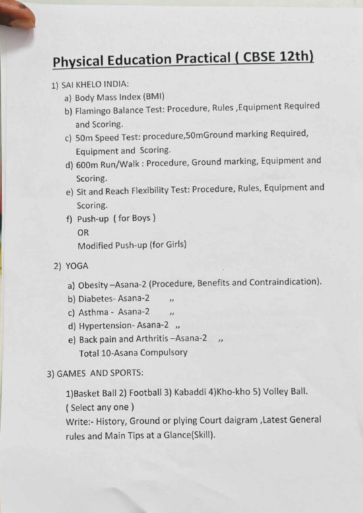 Physical Education Practical 12th CBSE (reference) - Physical Education ...