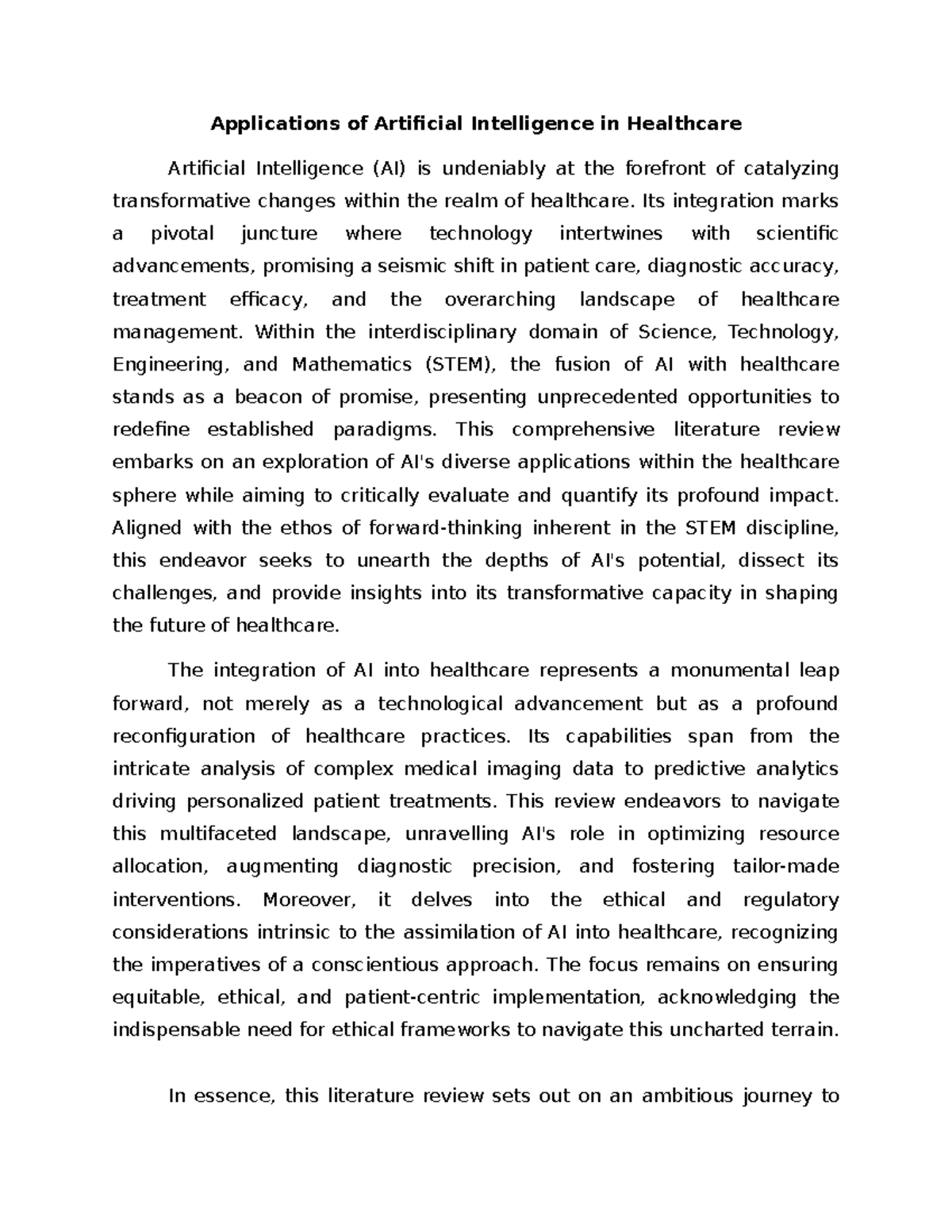 eapp rrl about ai in medical feild - Applications of Artificial ...