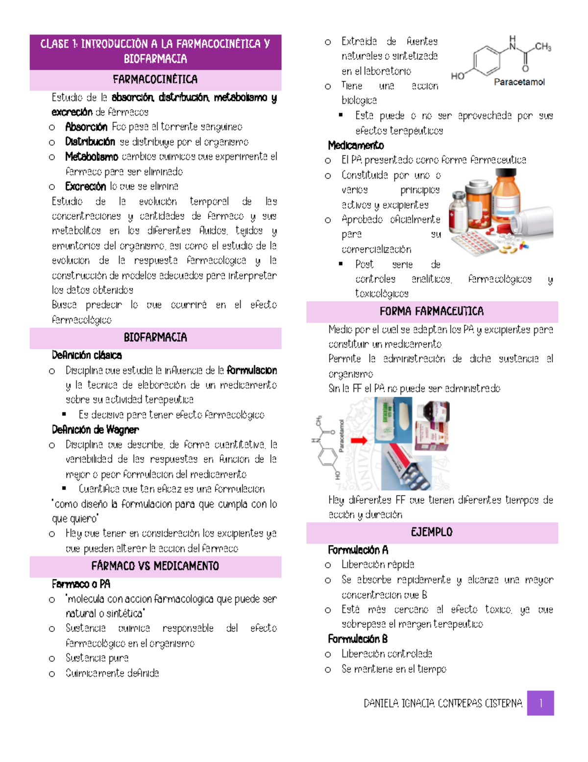 Resumen I1 Farmacocinética - CLASE 1: INTRODUCCIÓN A LA FARMACOCINÉTICA Y BIOFARMACIA - Studocu