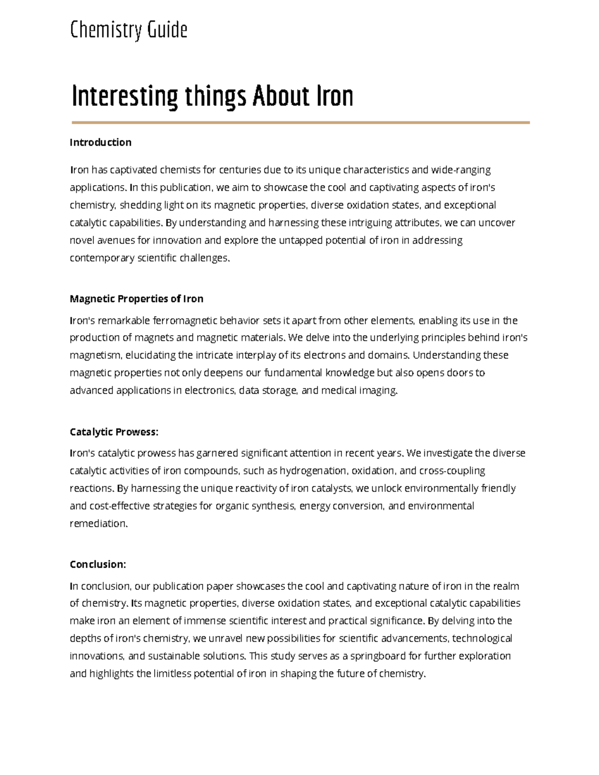 Report - idk - Chemistry Guide Interesting things About Iron ...