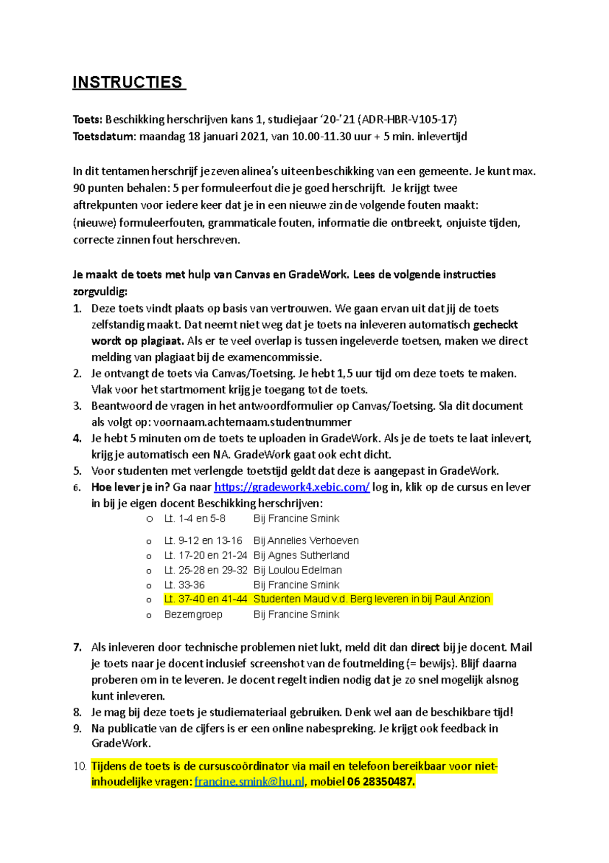 Instructies Beschikking herschrijven kans 1 - INSTRUCTIES Toets ...