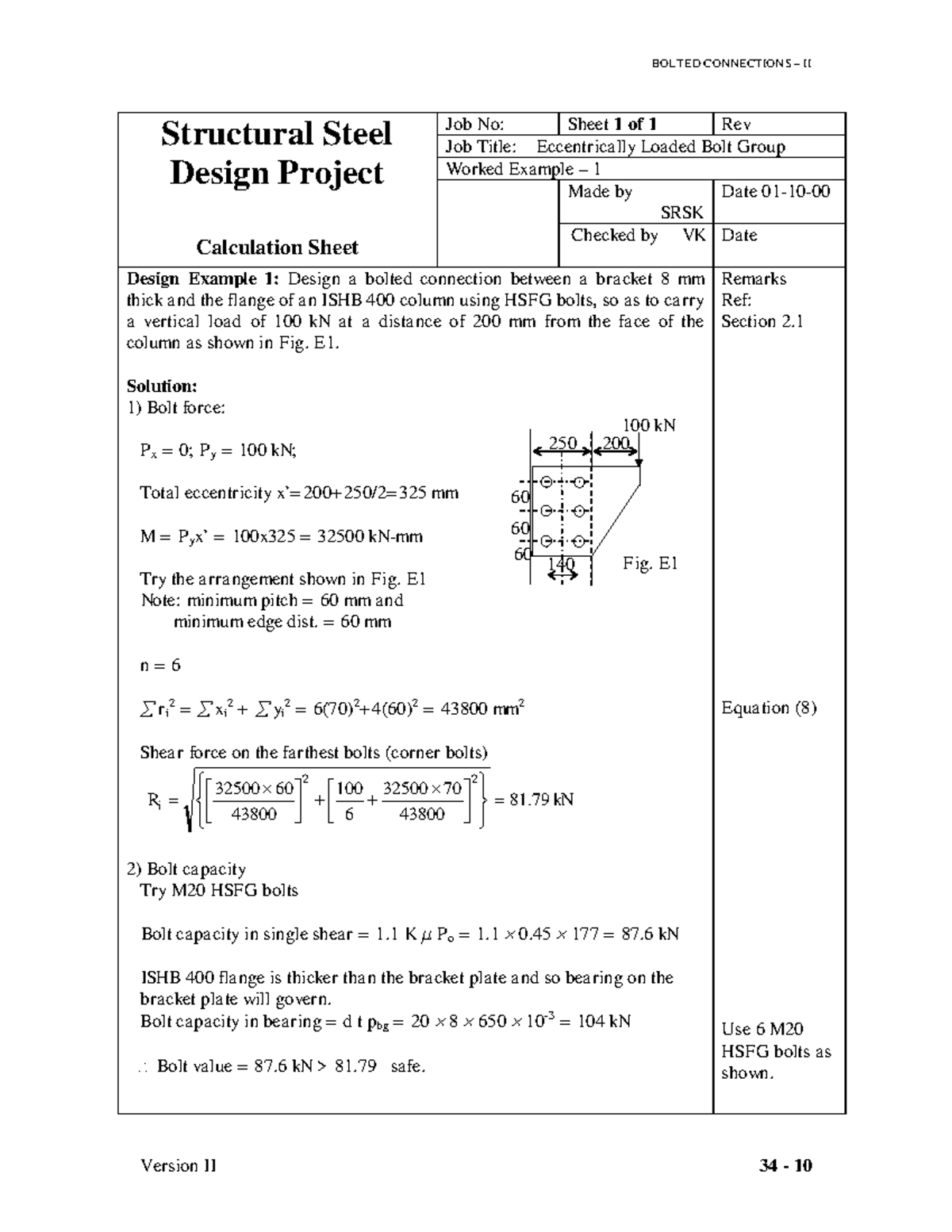 Structural Steel Design Project Calculat-33012426 - Job No: Sheet 1 of ...