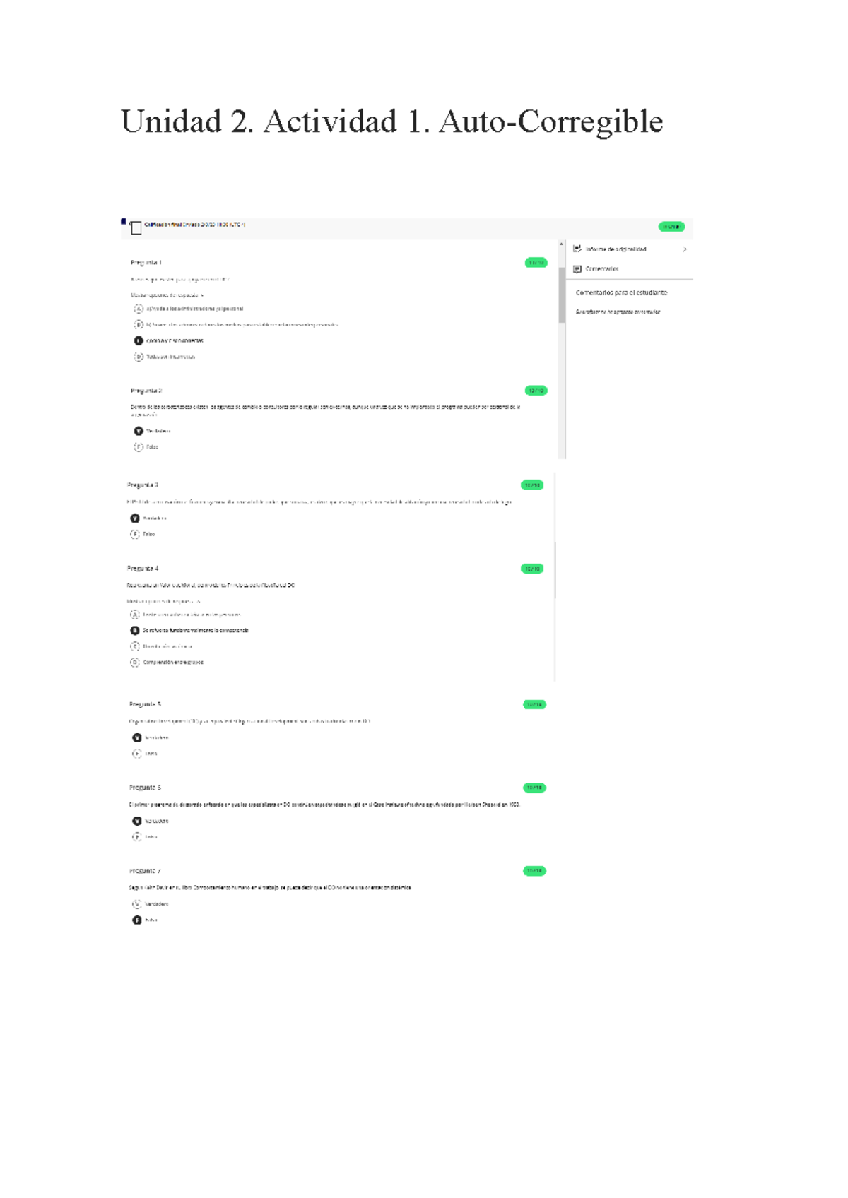 Unidad 2. Actividad 1. Auto-Corregible Desarrollo Organizacional. - Unidad 2. Actividad 1. - Studocu