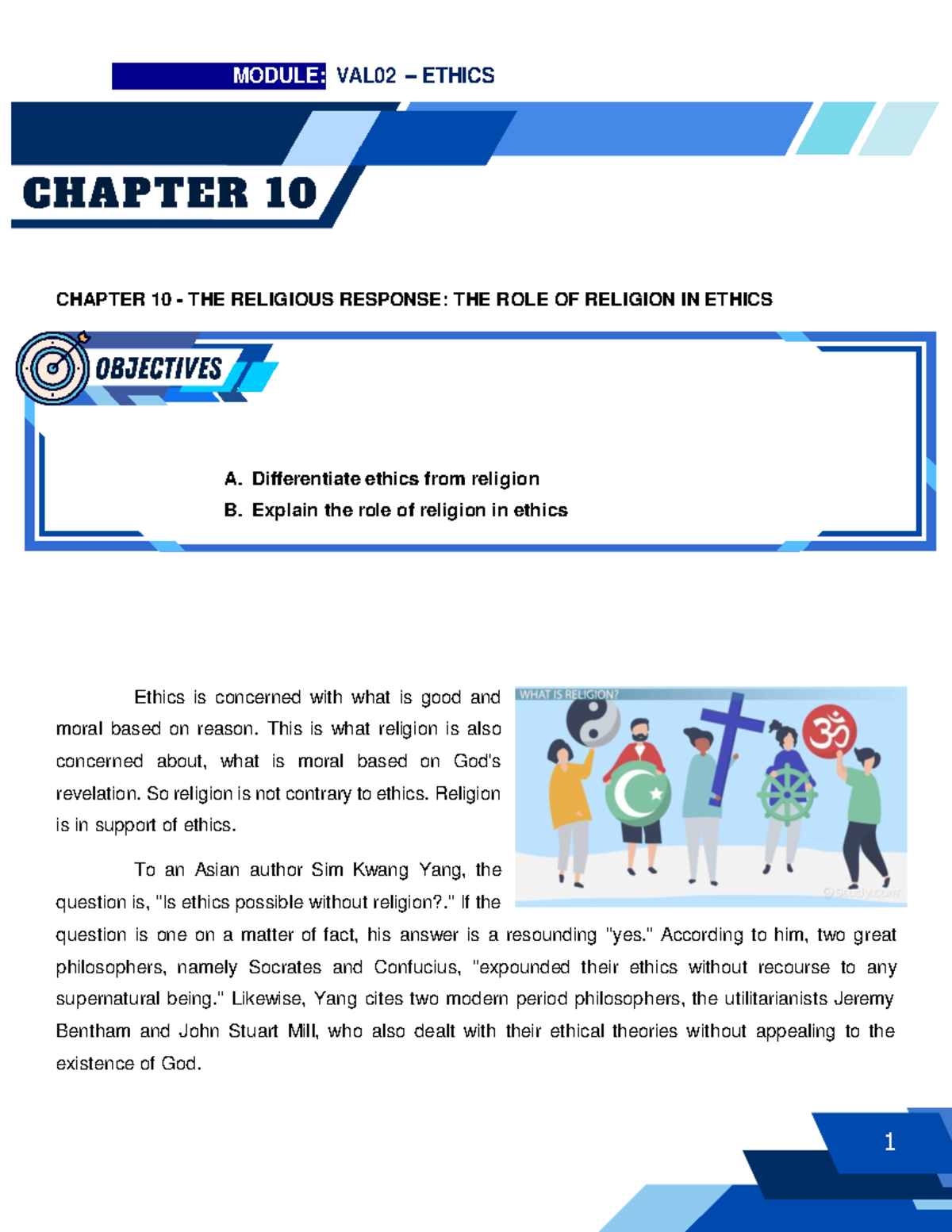 Chapter 10 Module - OLVAL002 - CHAPTER 1 0 - THE RELIGIOUS RESPONSE ...