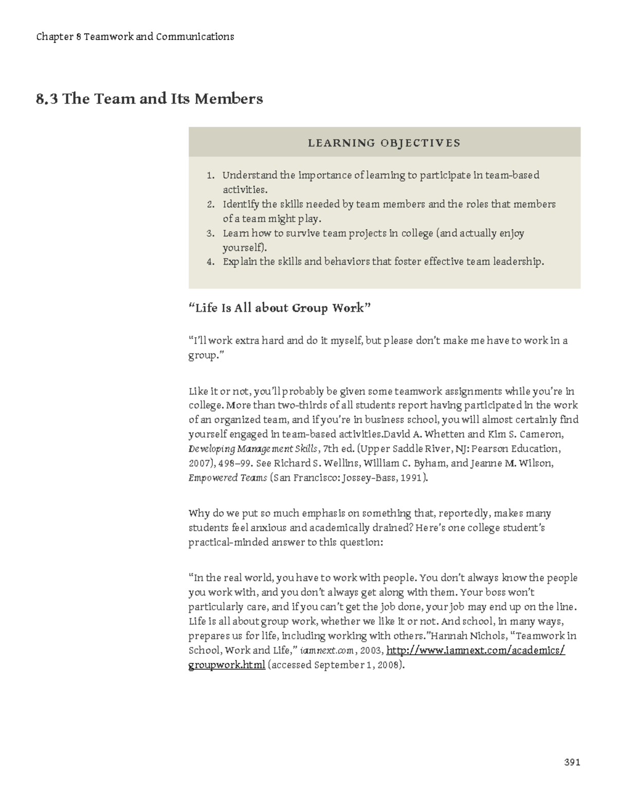 Introduction To Business-100 - 8 The Team and Its Members L E A R N I N ...