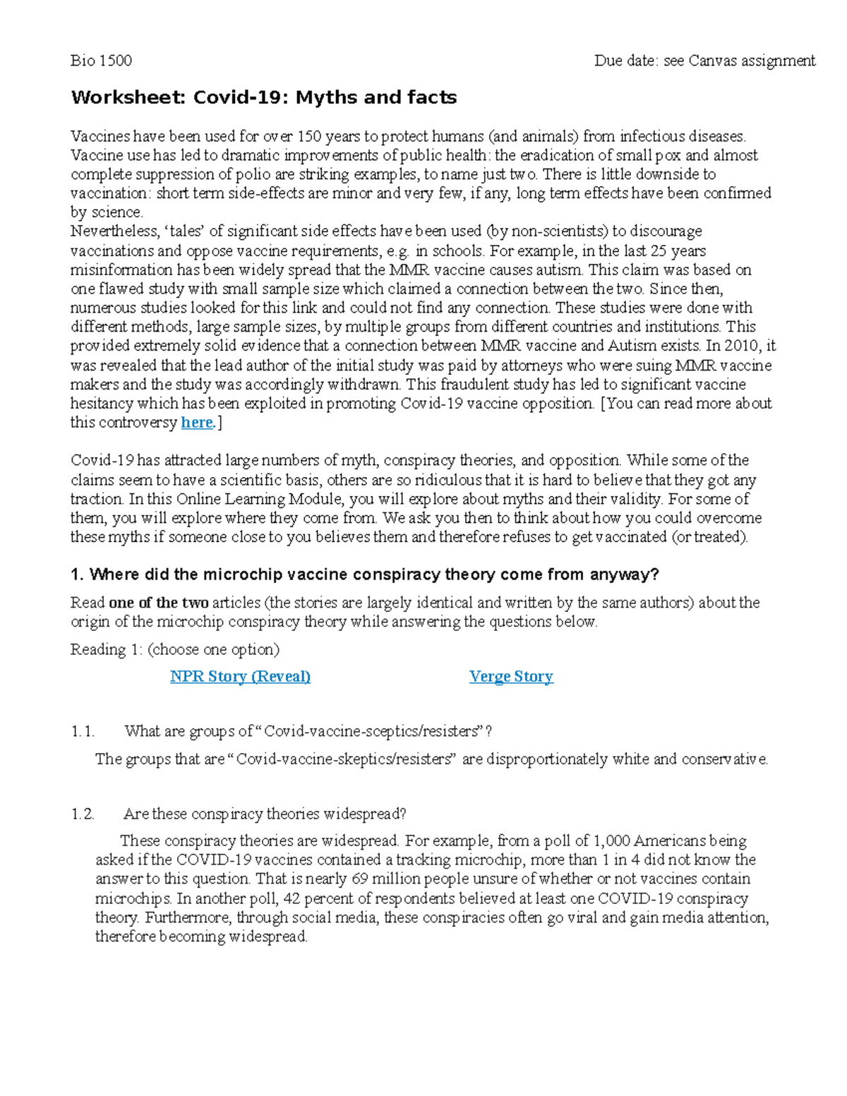 #25 covid myths facts-1 - Worksheet: Covid-19: Myths and facts Vaccines ...