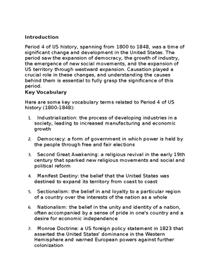 Period 4 APUSH Notes - Period 4 (1800-1848) - APUSH Key Ideas 1. The ...