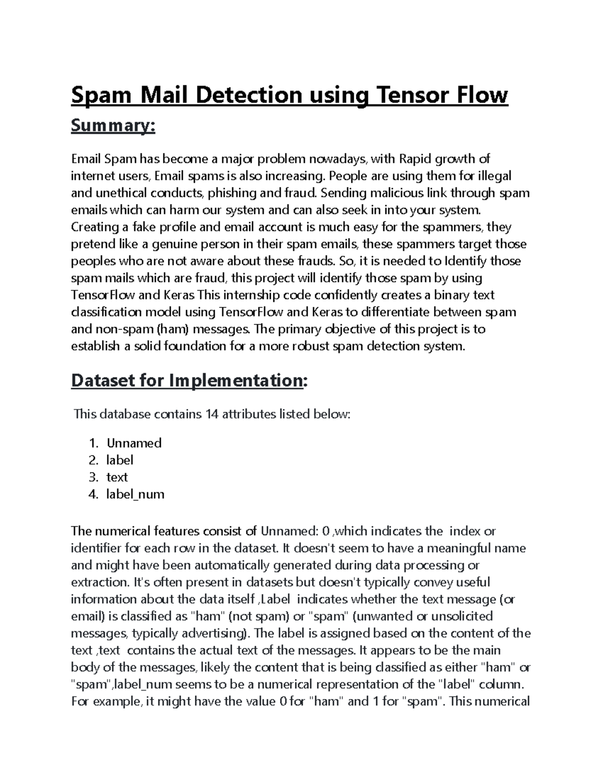 Spam report - Internship - Spam Mail Detection using Tensor Flow ...