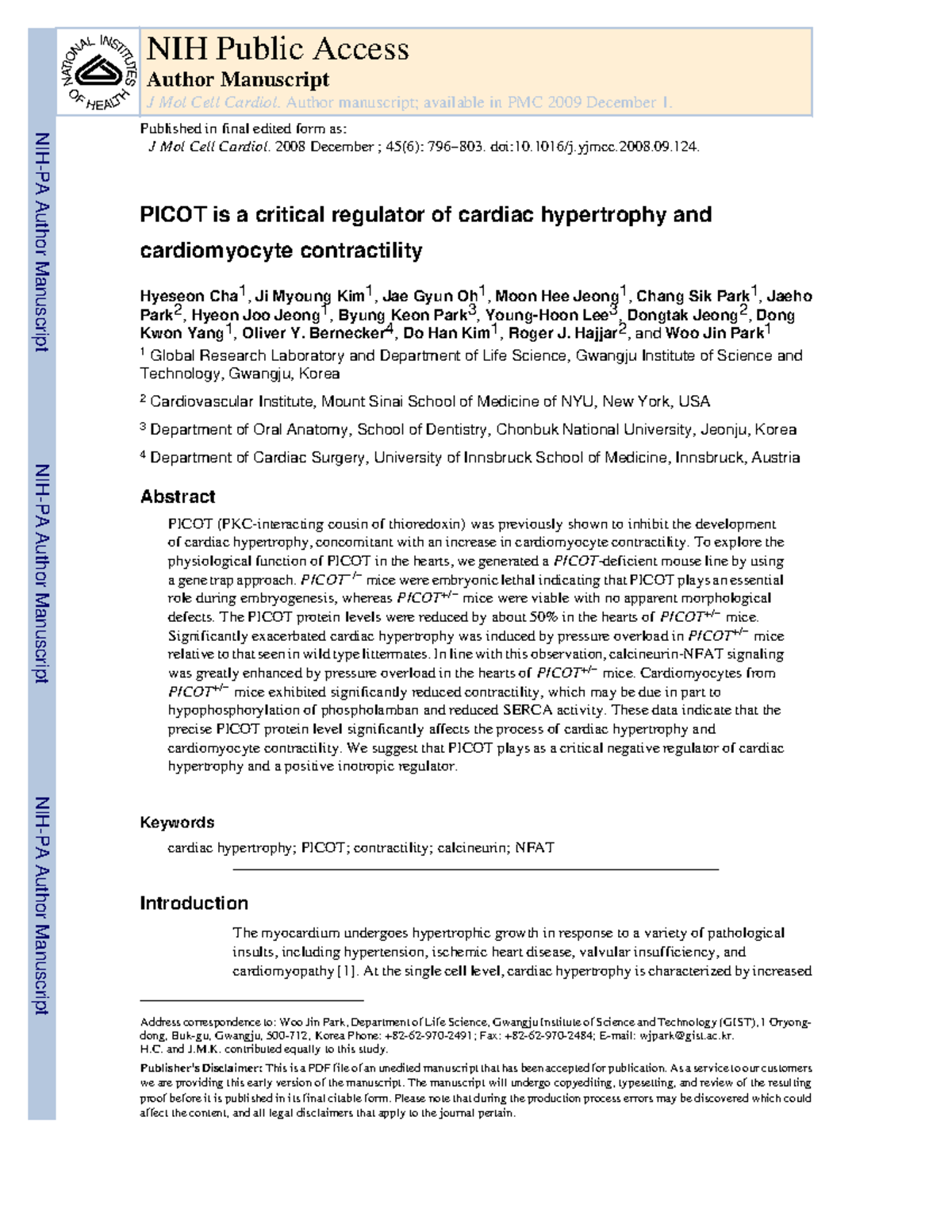 Picot is a critical regulator of cardiac - PICOT is a critical ...