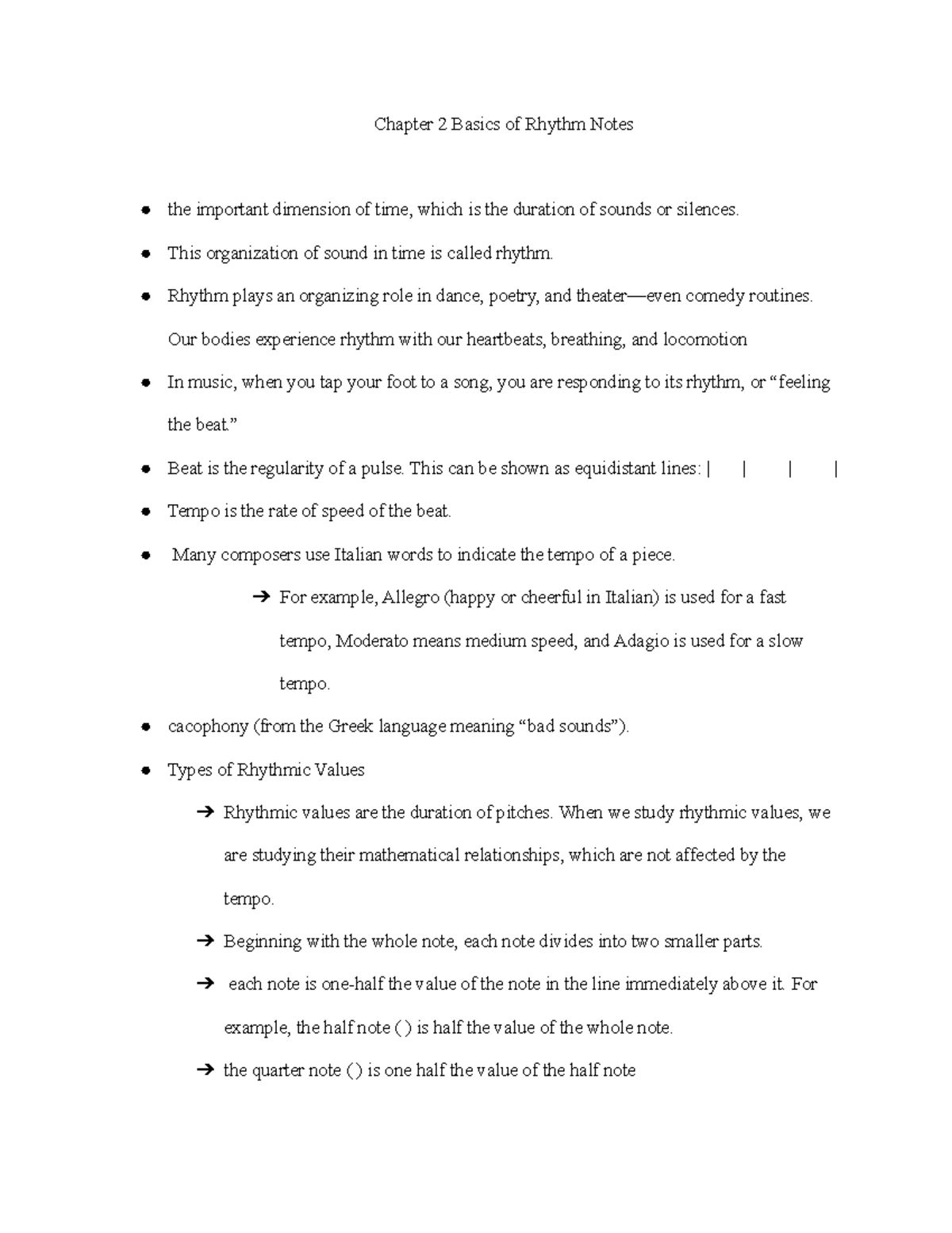 Chapter 2 Basics of Rhythm Notes - Chapter 2 Basics of Rhythm Notes the ...