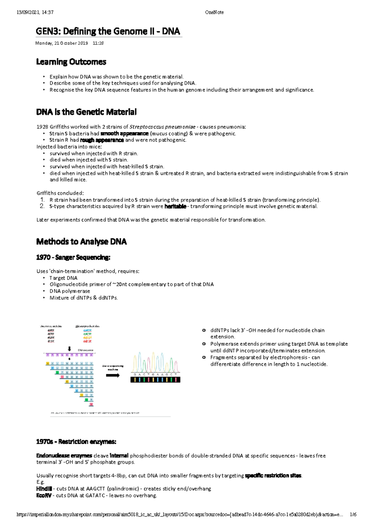 Genetics & Genomics 3 - GEN3: Defining the Genome II - DNA Monday, 21 ...