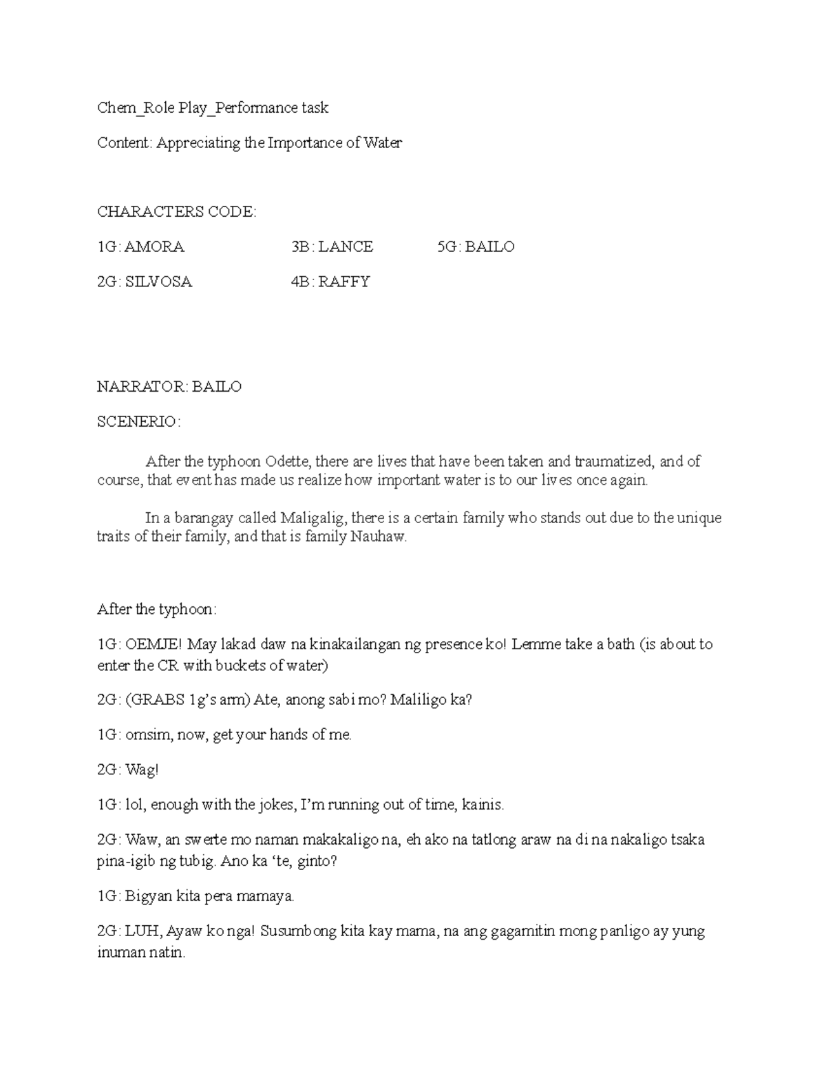 Chem - Chem is wow. - Chem_Role Play_Performance task Content ...