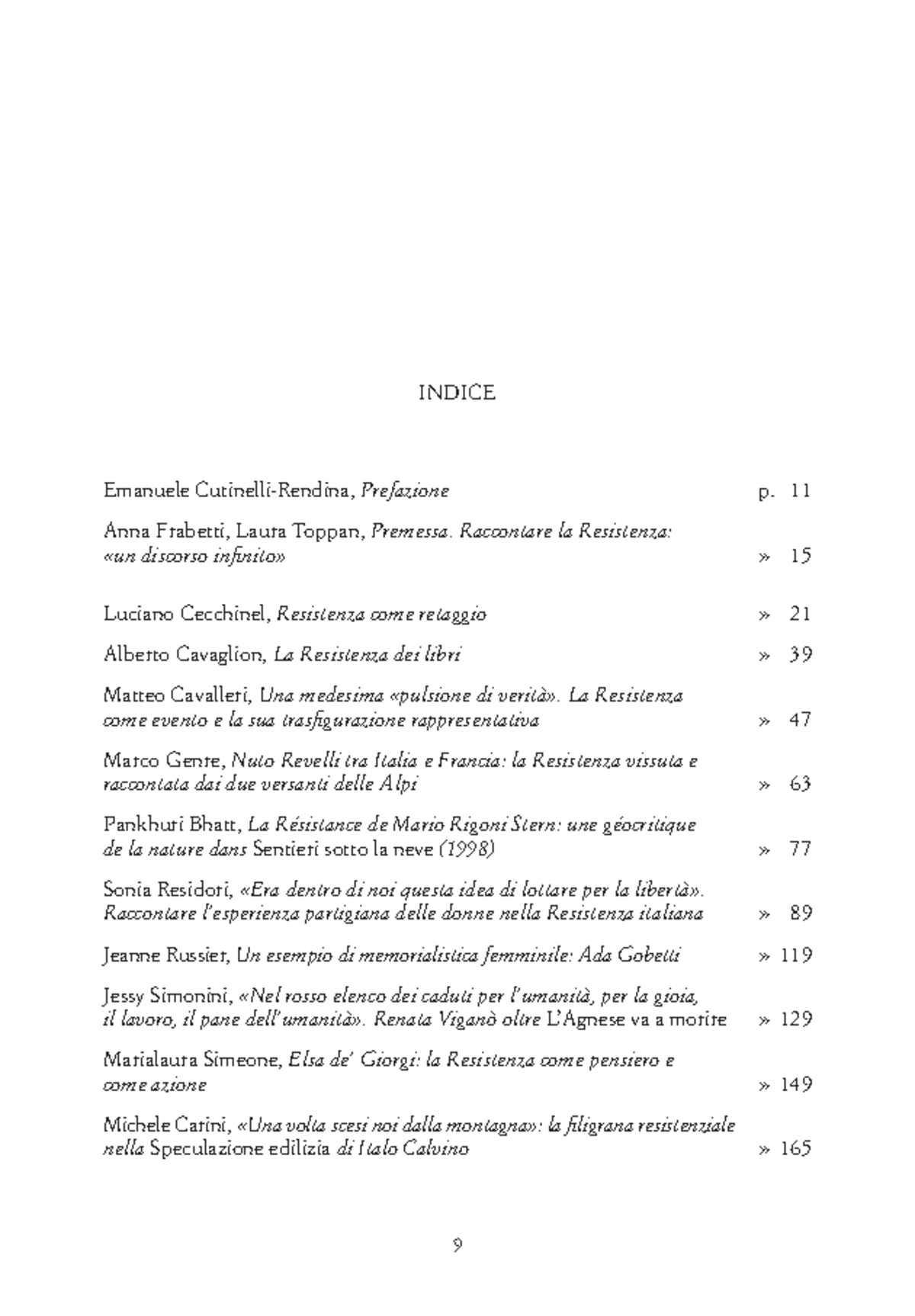 Raccontare la Resistenza Studi interdisc - 9 INDICE Emanuele Cutinelli ...