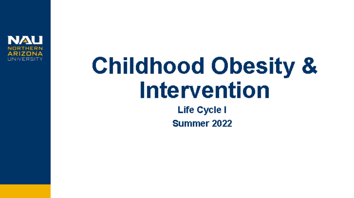 Childhood Obesity - Julie Stone - Childhood Obesity & Intervention Life ...