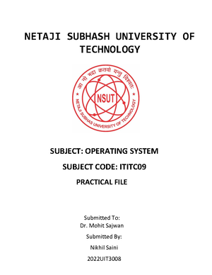 OS File.docx - OS practical file NSUT - NETAJI SUBHAS UNIVERSITY OF ...