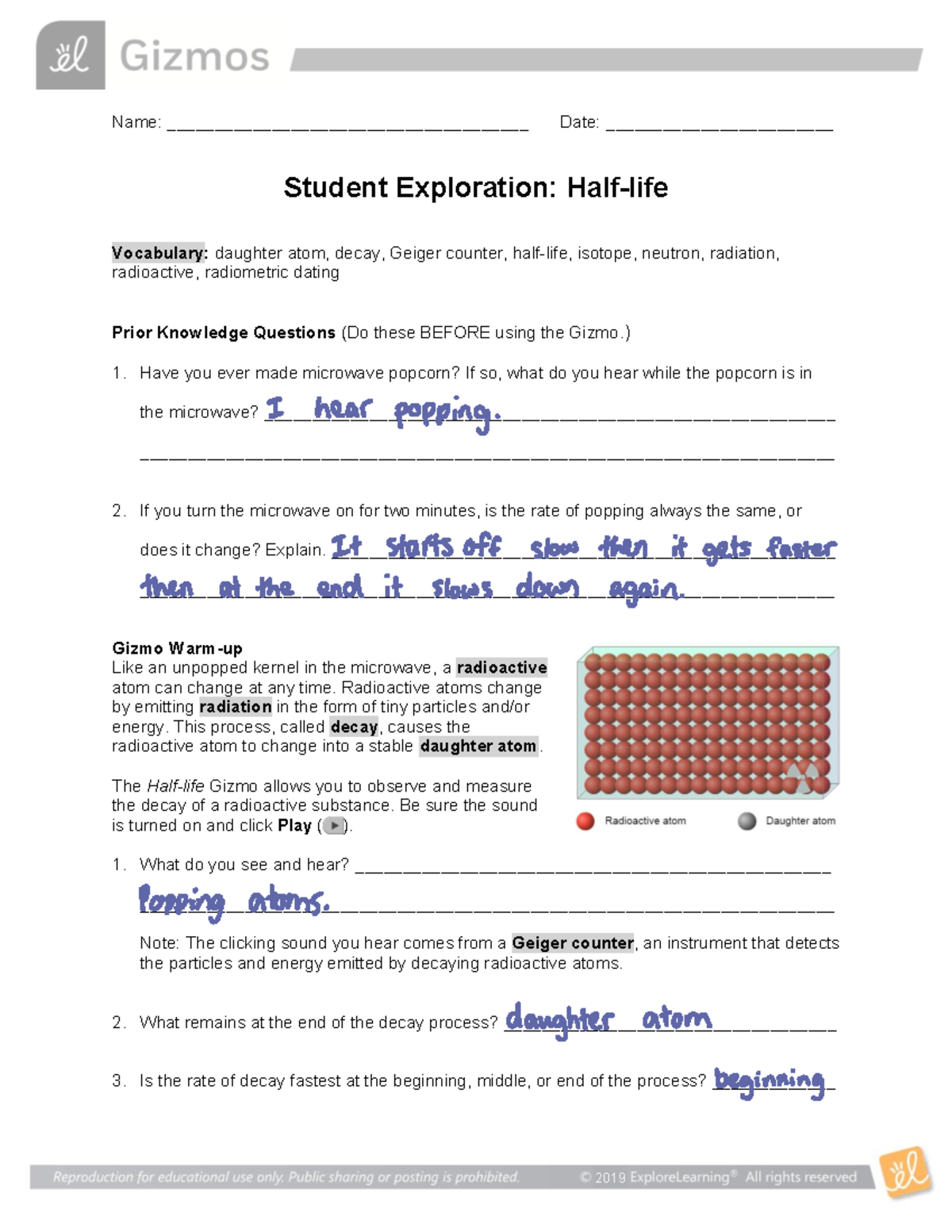 half life gizmo - Name: ______________________________________ Date