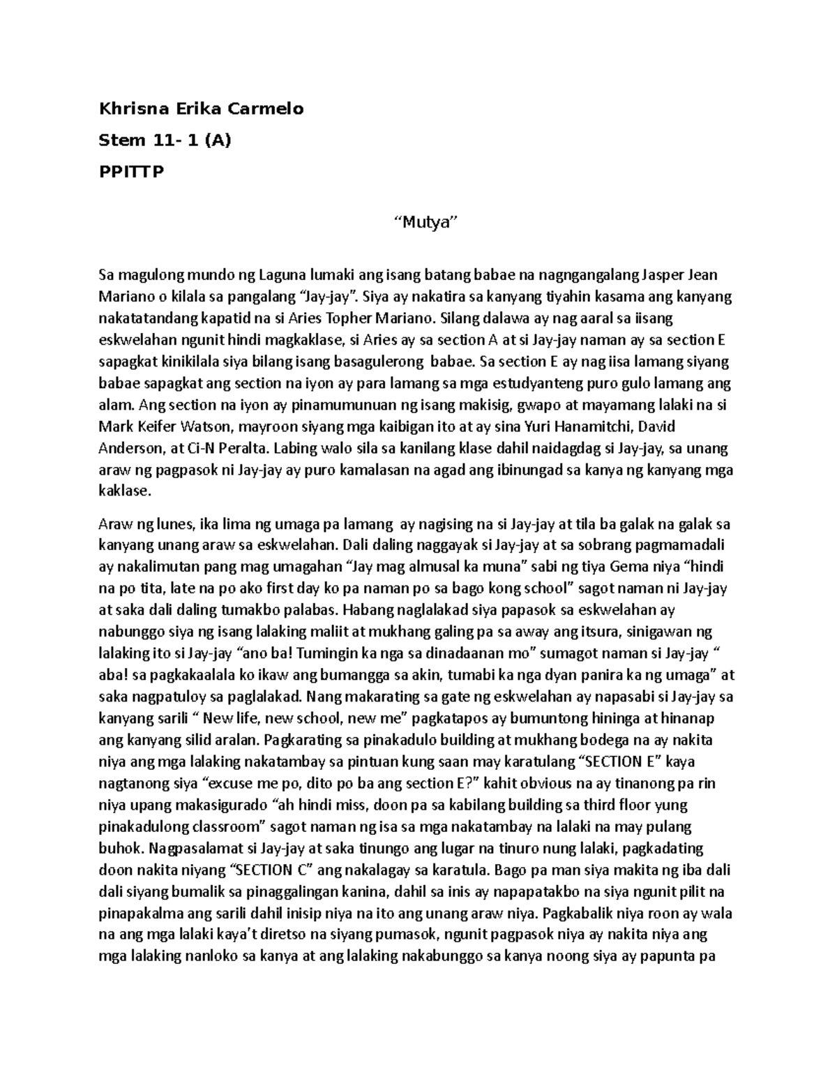 Naratibo - Need lang - Khrisna Erika Carmelo Stem 11- 1 (A) PPITTP ...