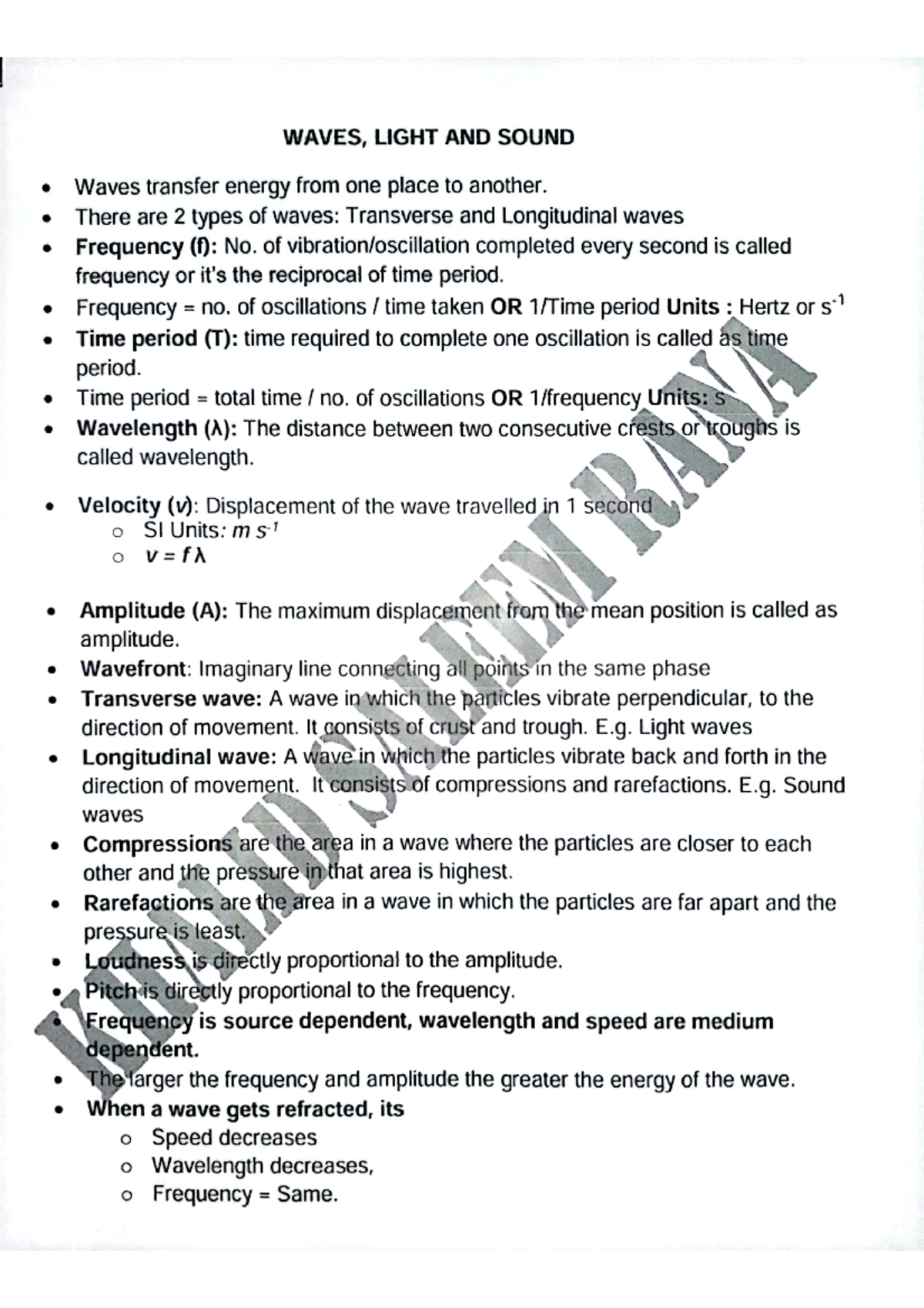 Waves, Light, Sound AND Lenses - Physics - Studocu