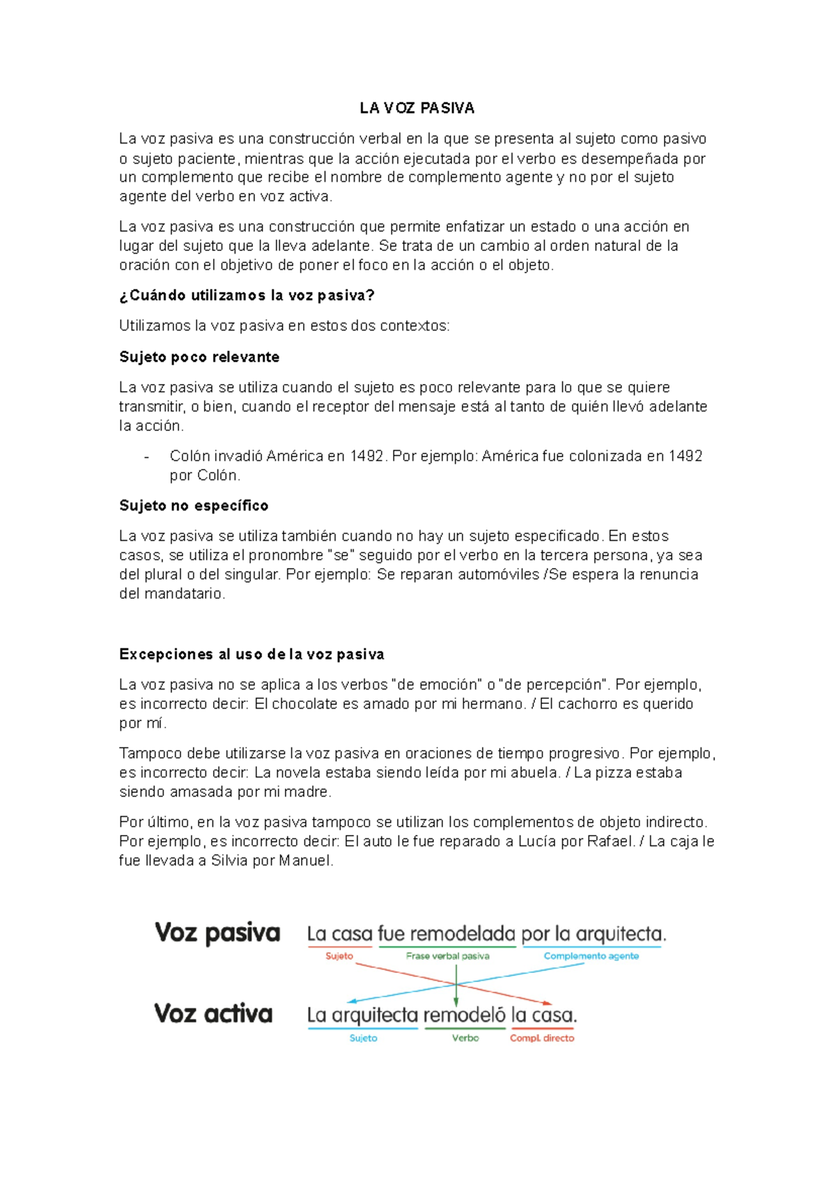 LA VOZ Pasiva - LA VOZ PASIVA La voz pasiva es una construcción verbal ...