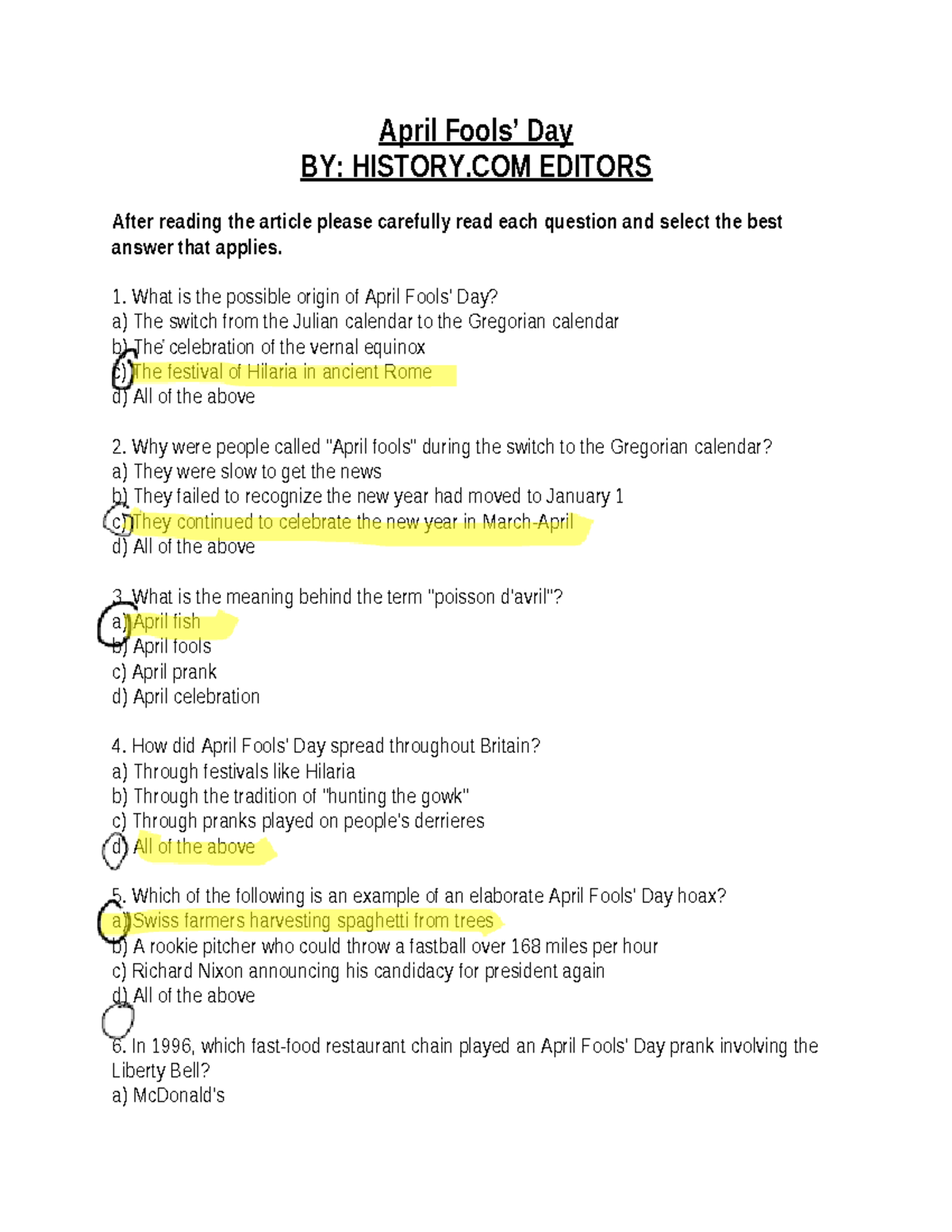 Article - April Fools Day by History Channel 6th copy copy - April ...