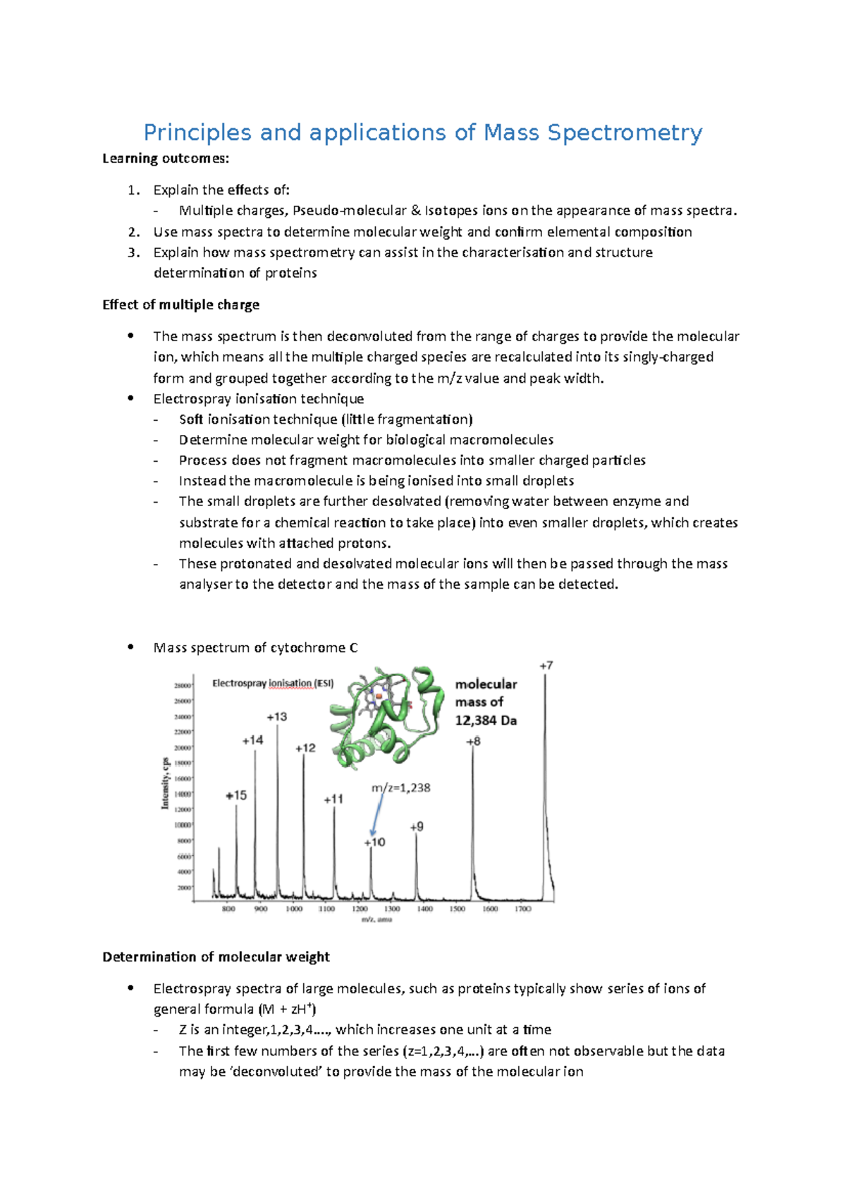 14. Lecture 19 Notes - Principles and applications of Mass Spectrometry ...
