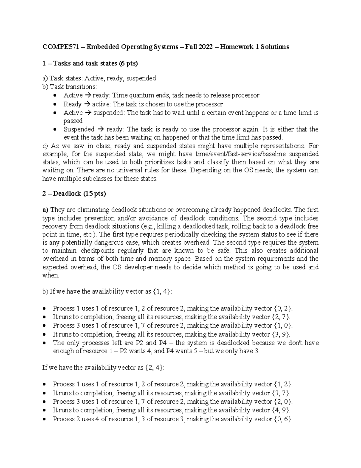 Hw1 solutions - COMPE571 3 Embedded Operating Systems 3 Fall 2022 3 Homework 1 Solutions 1 3 ...