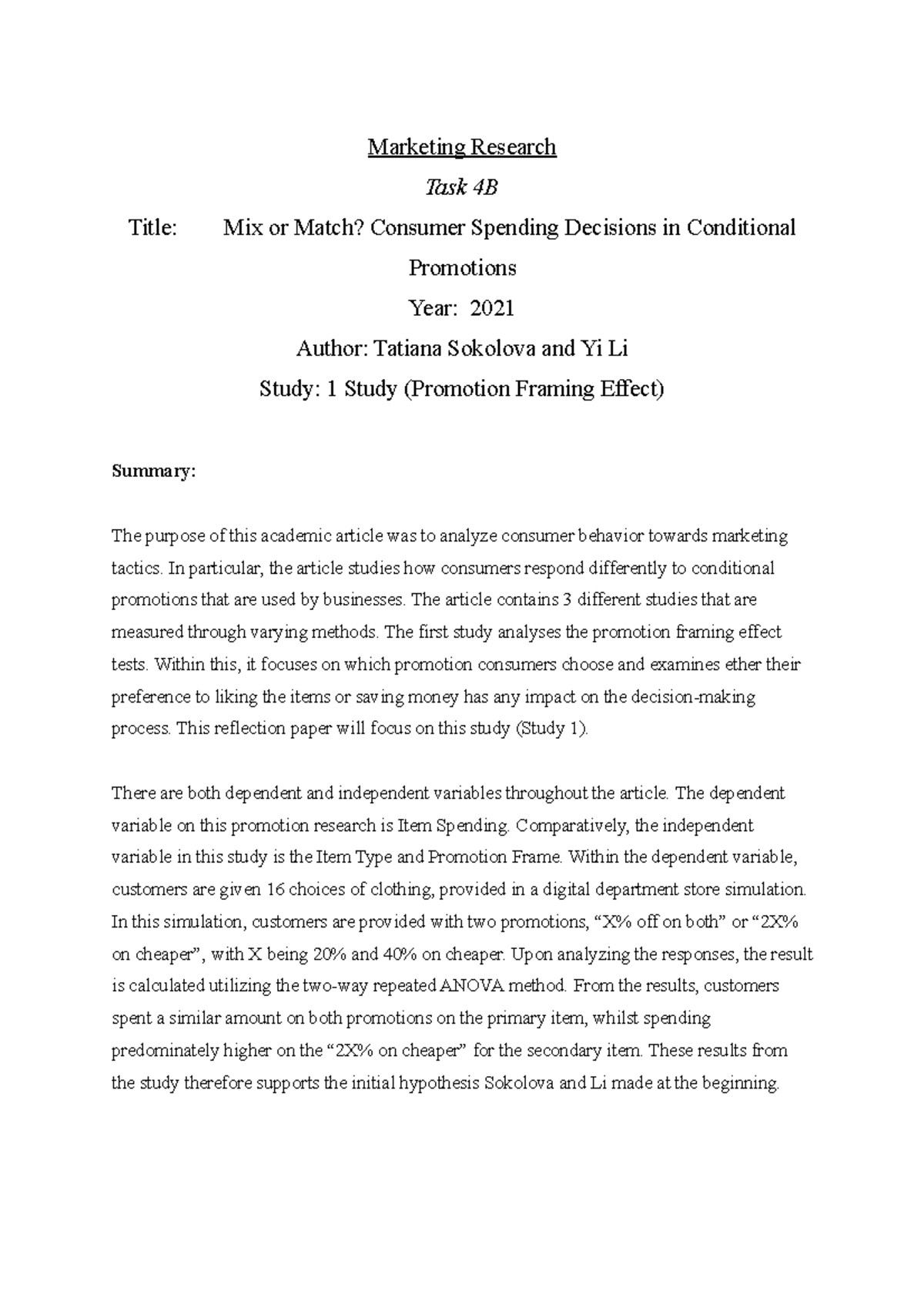 TASK4B A01 822 - Sample Assignment - Marketing Research Task 4B Title ...