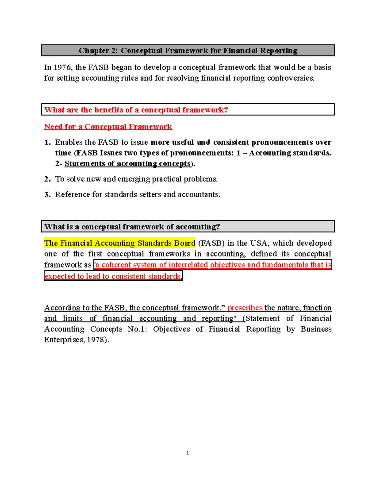 Ch 2 Summary - Lecture notes 2 - Chapter 2: Conceptual Framework for ...