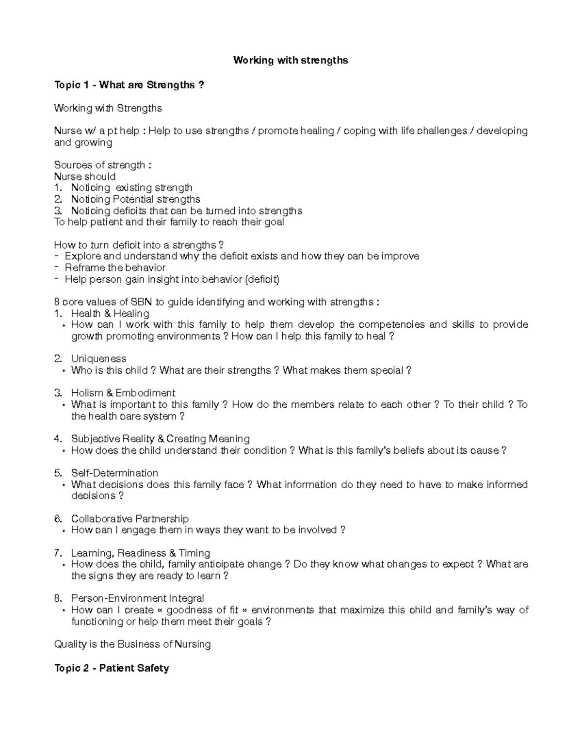 Module 4 - Working with strengths - Working with strengths Topic 1 ...