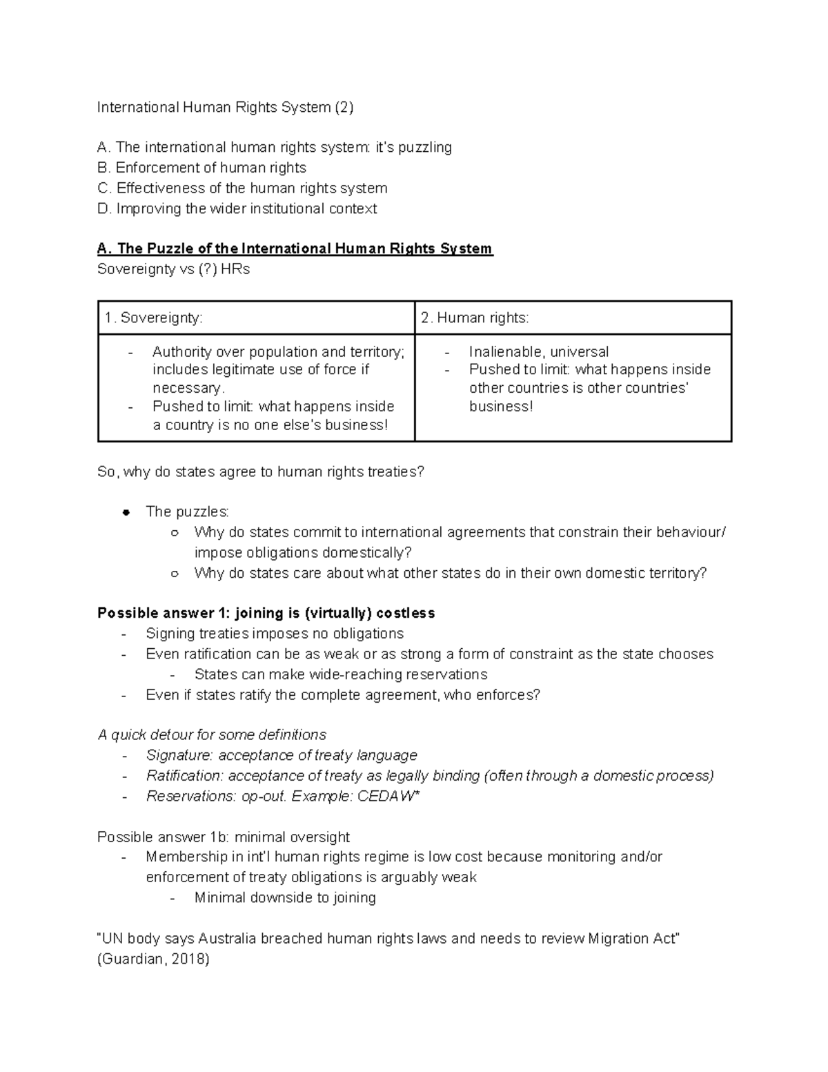 Lecture - week 3 - International Human Rights System (2) A. The ...