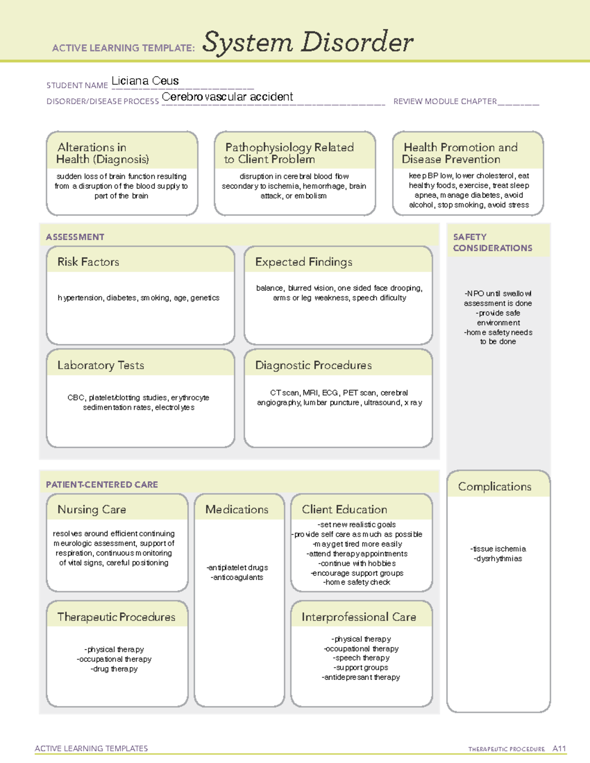 Cerebrovascular accident - ACTIVE LEARNING TEMPLATES TherapeuTic ...