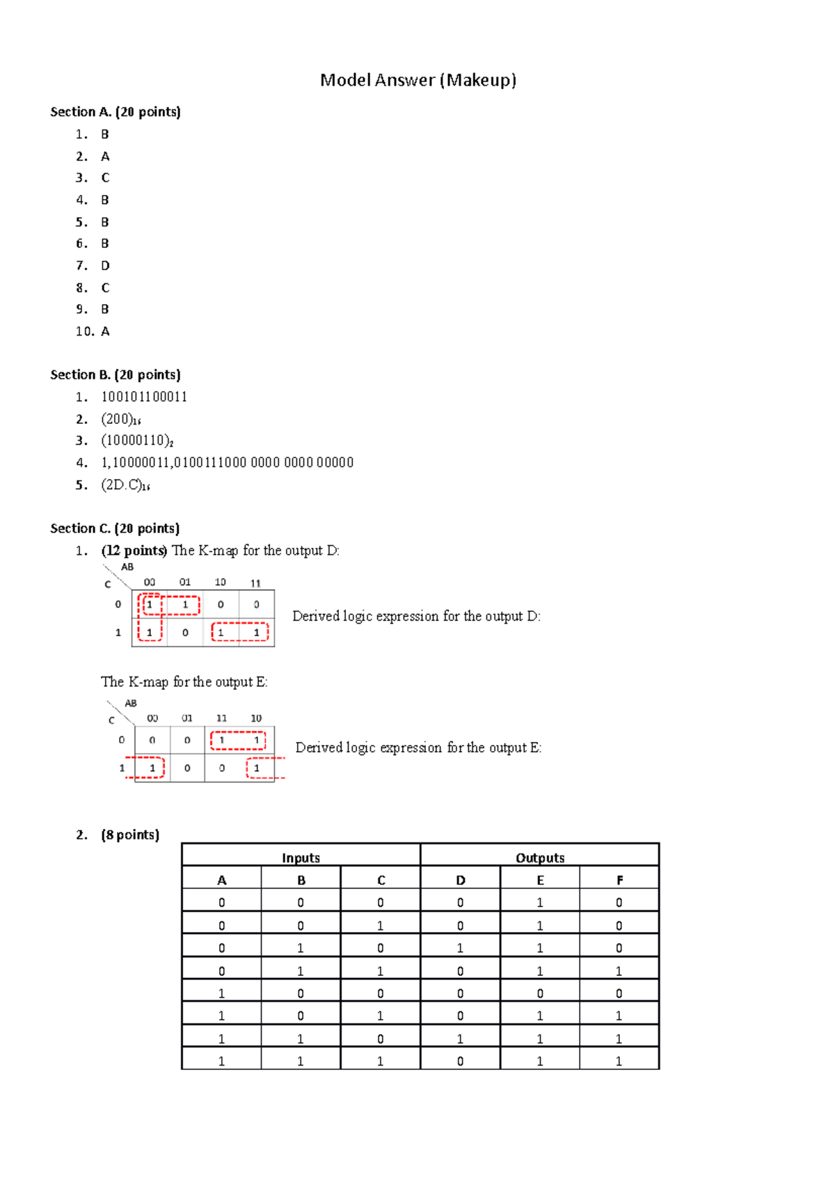 Model-answer-makeup - Midterm - Model Answer (Makeup) Section A. (20 points) 1. B 2. A 3. C 4. B ...