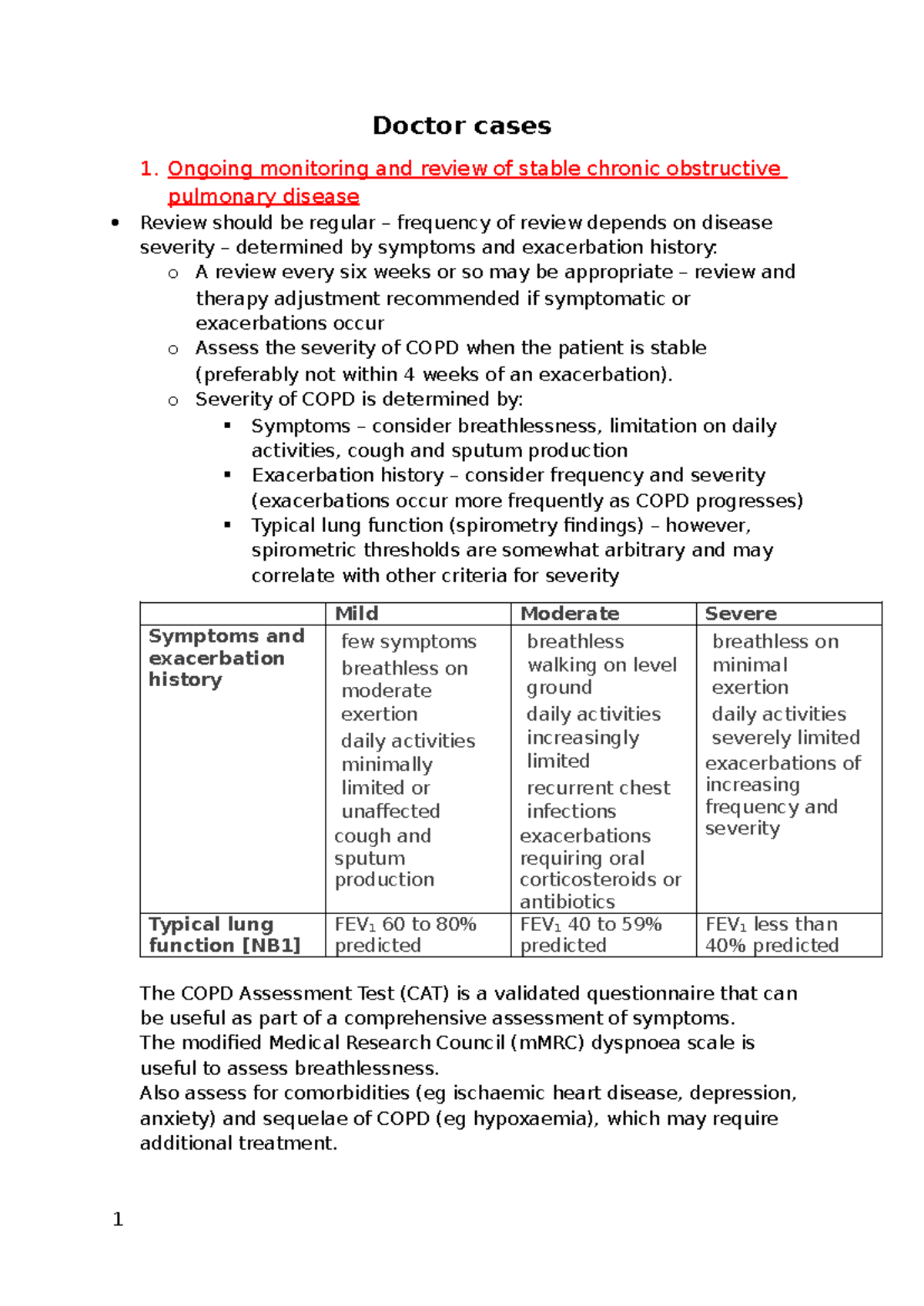 3817 OSCE notes - 3 doctor cases and 3 patient cases - Doctor cases 1 ...