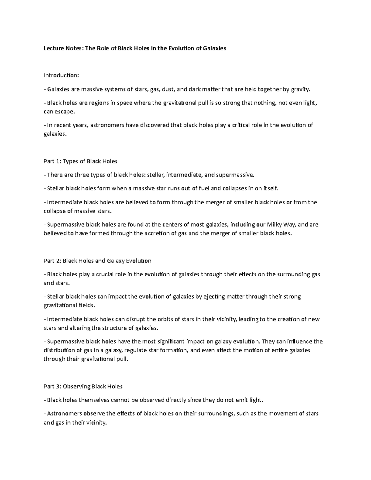 Lecture Notes: The Role of Black Holes in the Evolution of Galaxies ...