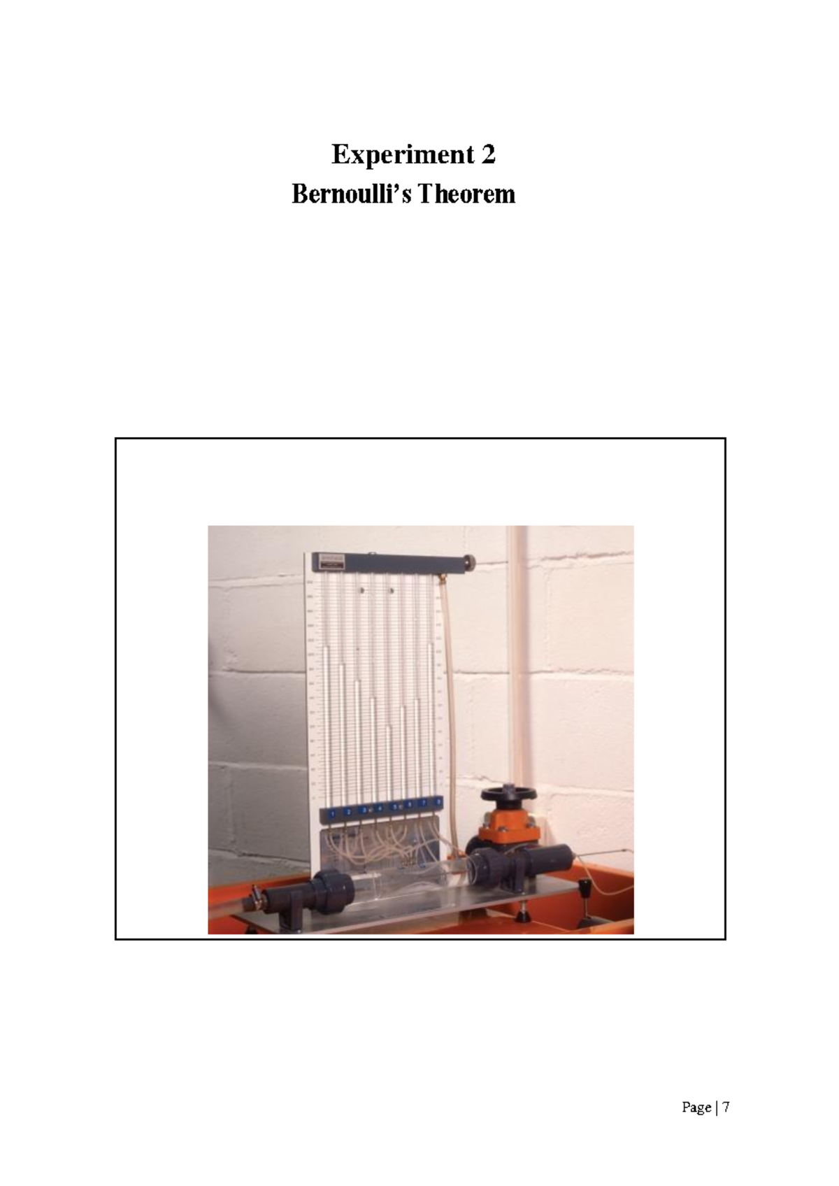 Exp 02 - Experiment No. 2 BERNOULLI’S THEOREM - Experiment 2 Bernoulli ...