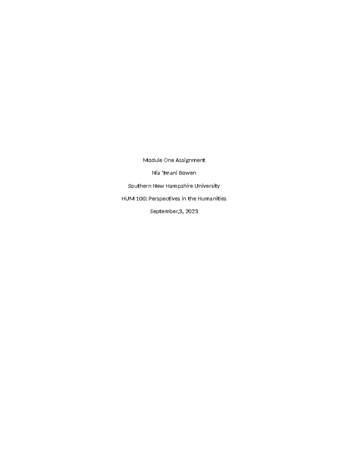 Module One Assignment 9-3 - Module One Assignment Nia ‘Imani Bowen ...