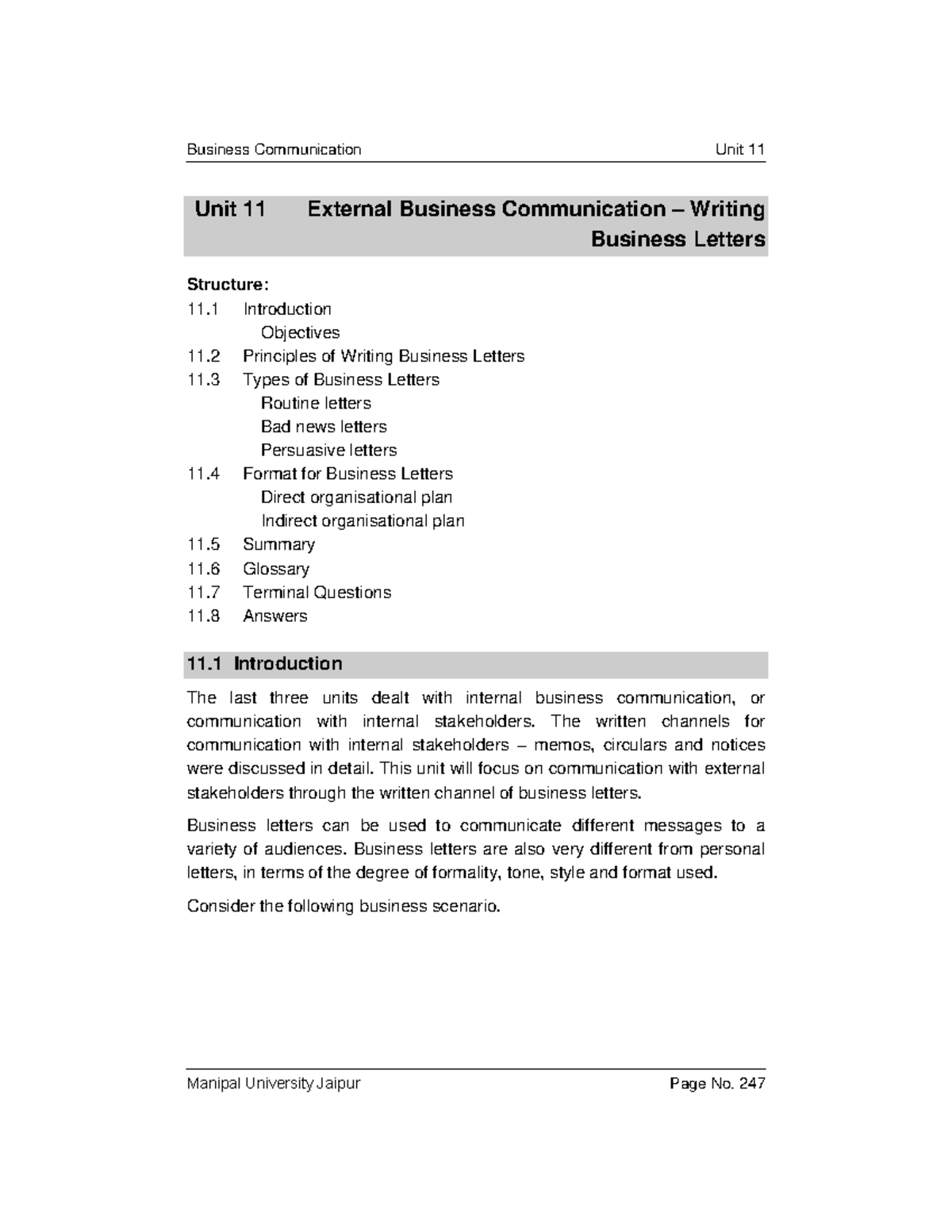 Unit 11 - External Business Communication - Writing Business Letters ...