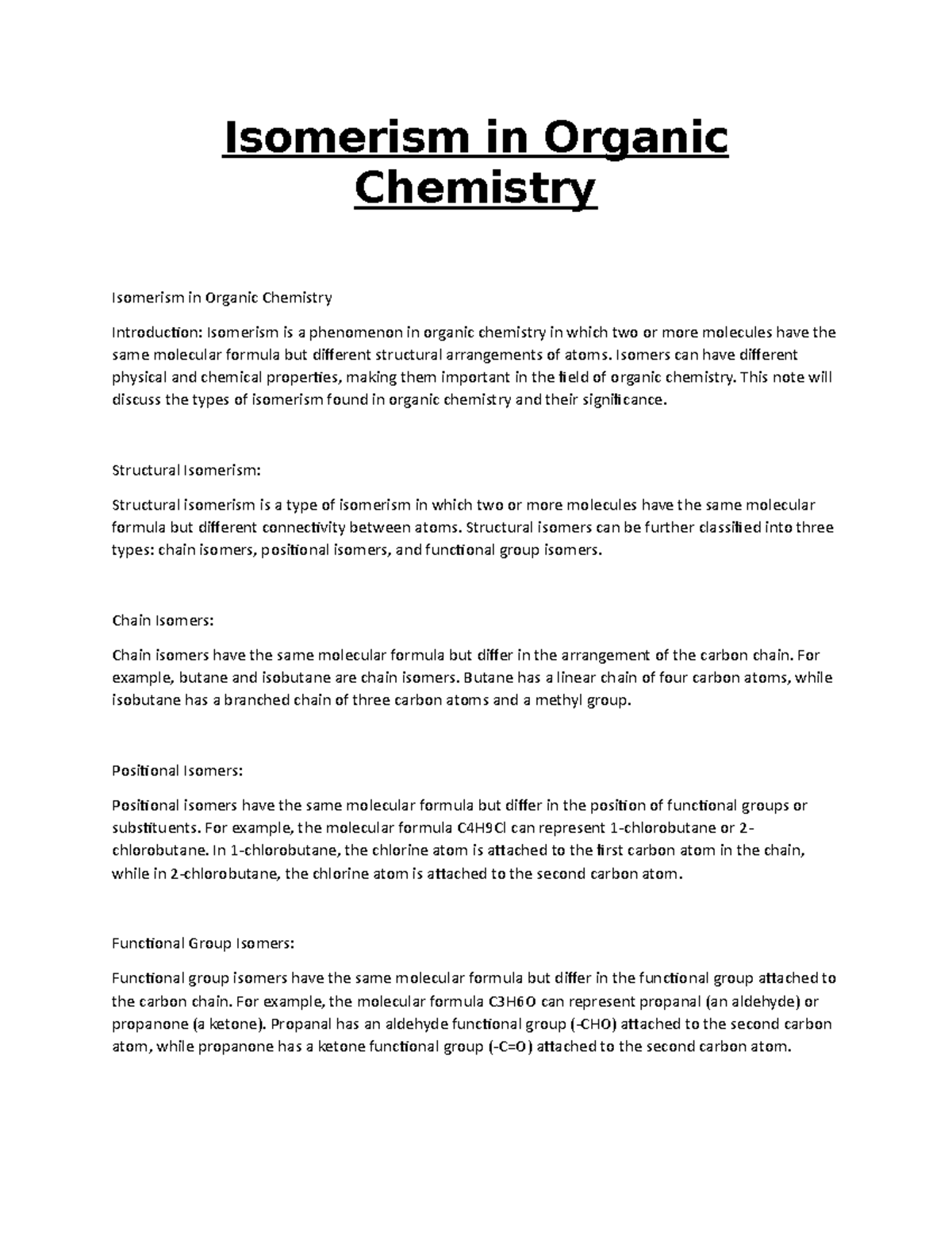 Isomerism in Organic Chemistry - Isomerism in Organic Chemistry ...