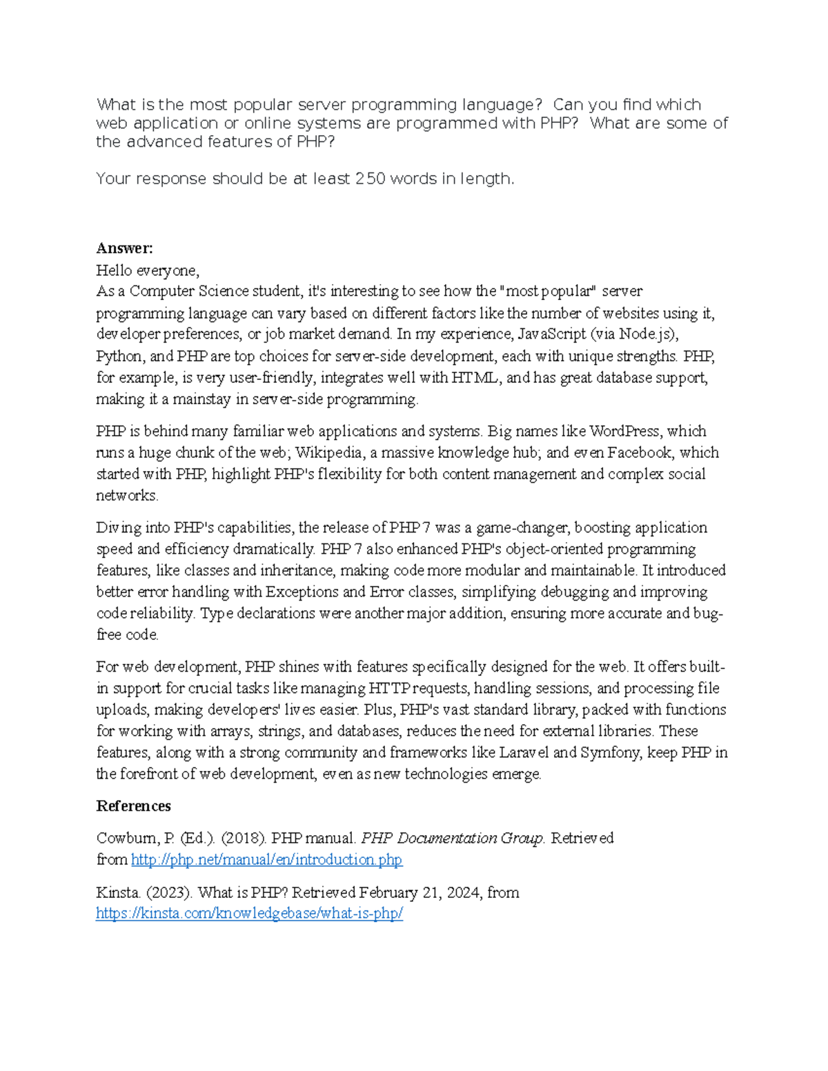 Discussion Forum Unit 3 - What is the most popular server programming ...